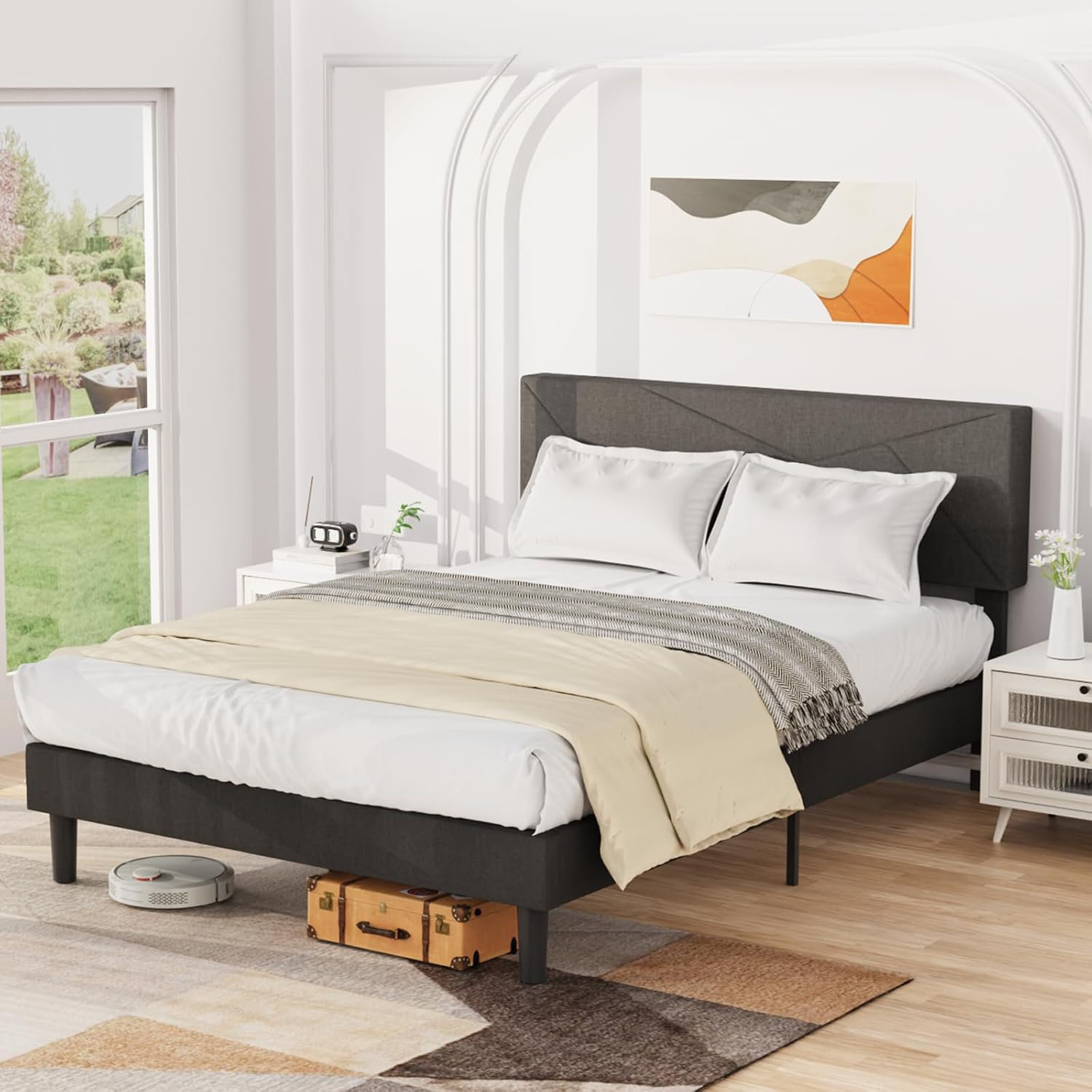 Latitude Run® Bed with Fabric Upholstered Headboard,No Box Spring ...