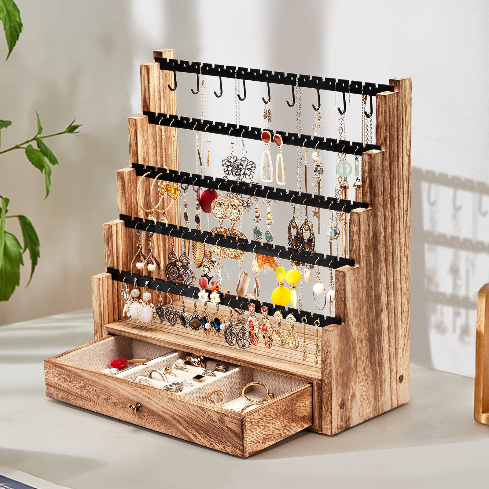 Millwood Pines Earring Organizer, 5 Layer Earring Holder Organizer With ...