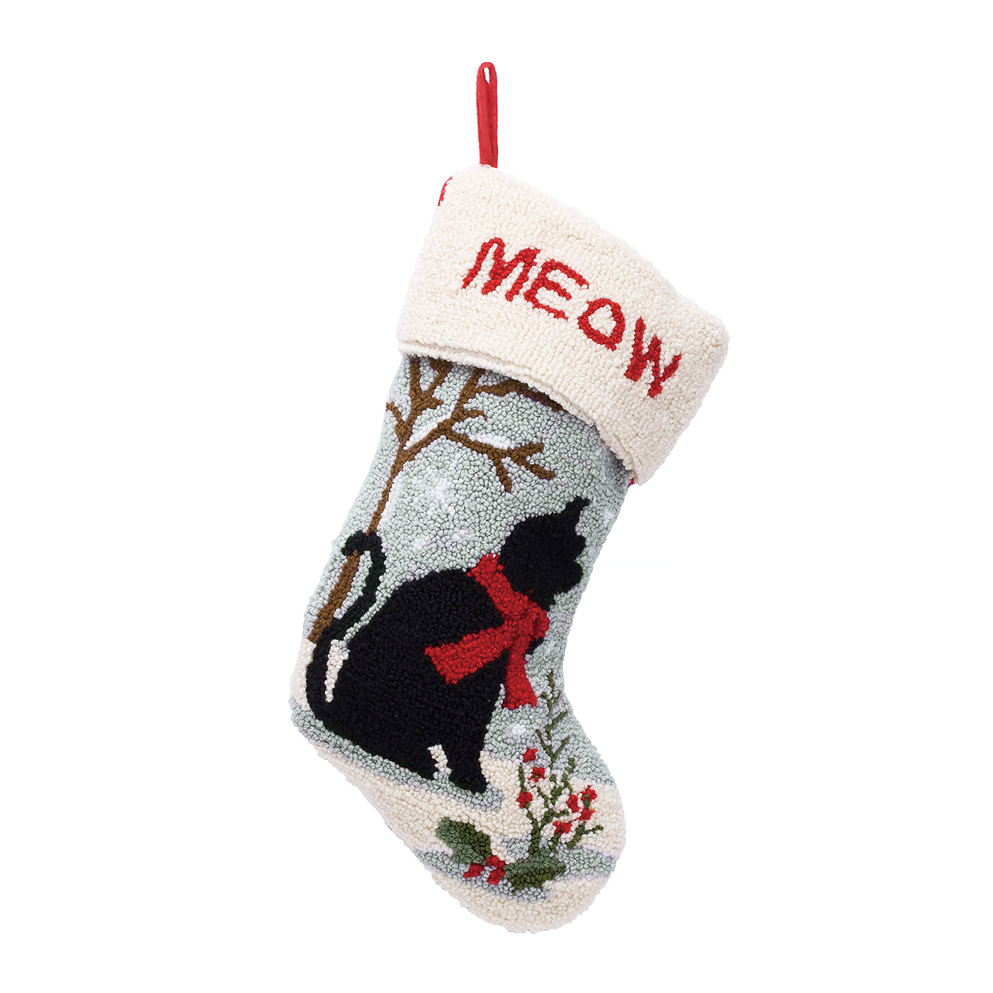 Glitzhome Cat Hooked Stocking & Reviews | Wayfair