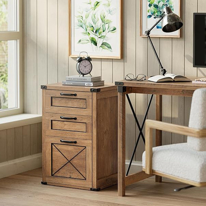 Gracie Oaks 3 Drawers File Cabinet, Modern Farmhouse Style Filing ...