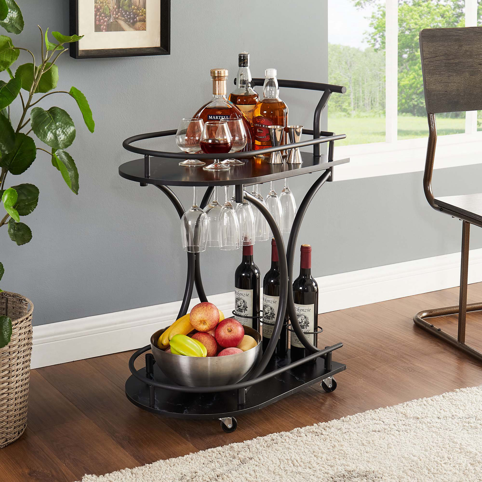 17 Stories 2-Tier Bar Cart, Mobile Bar Serving Cart | Wayfair