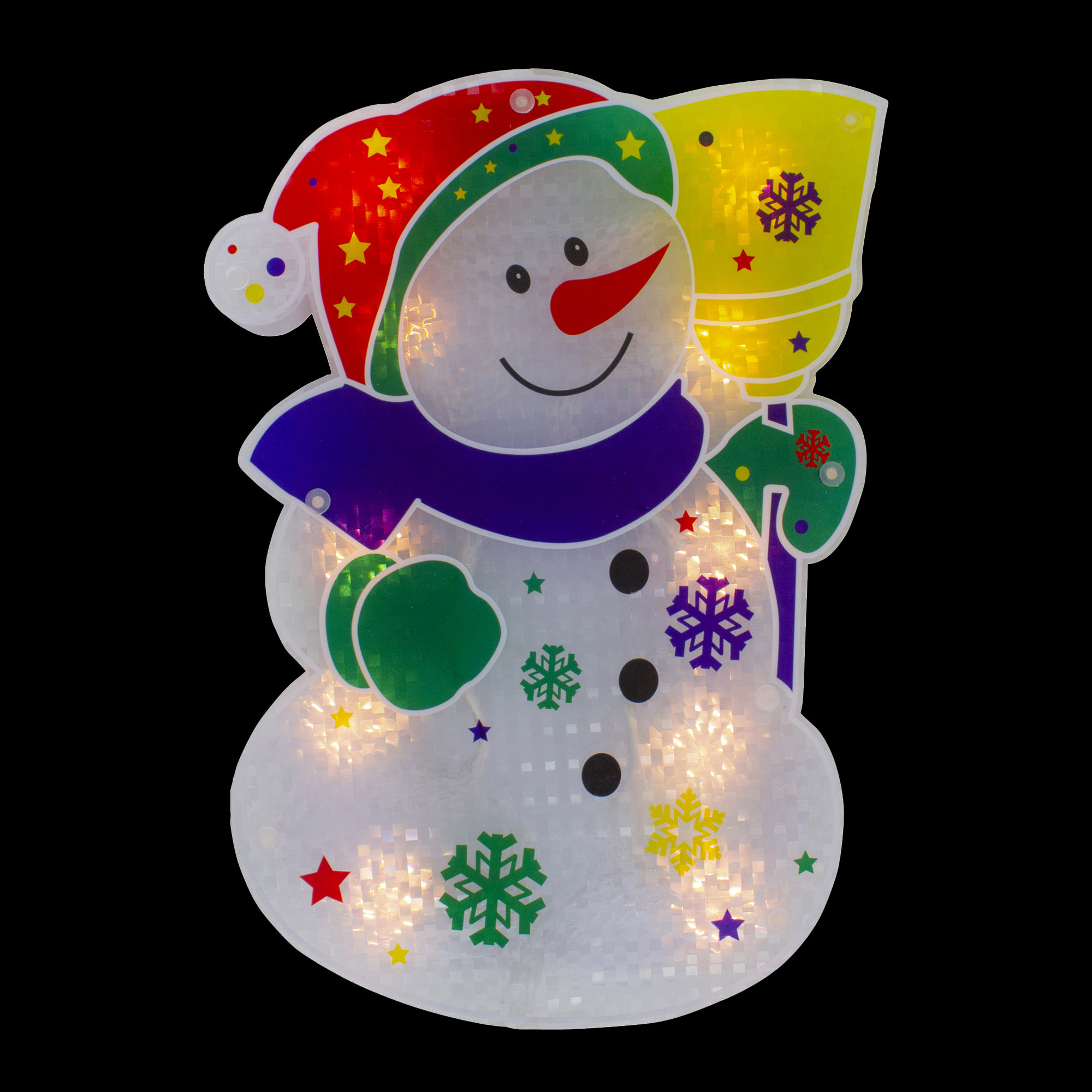 Northlight Seasonal Holographic Snowman Christmas Window Lighting ...