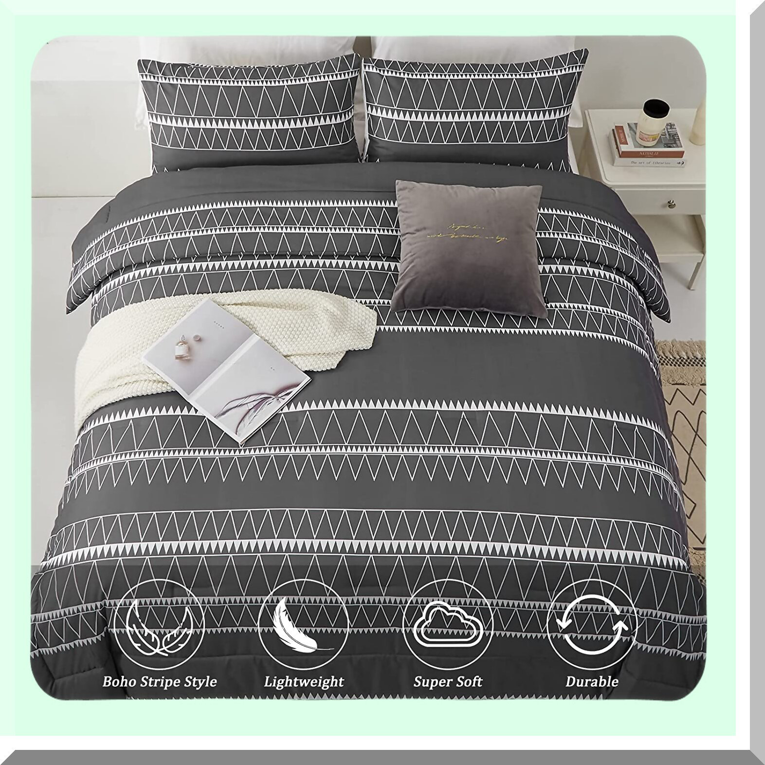 Corrigan Studio® Dreamin' Reversible Triangle Comforter Set - Boho ...