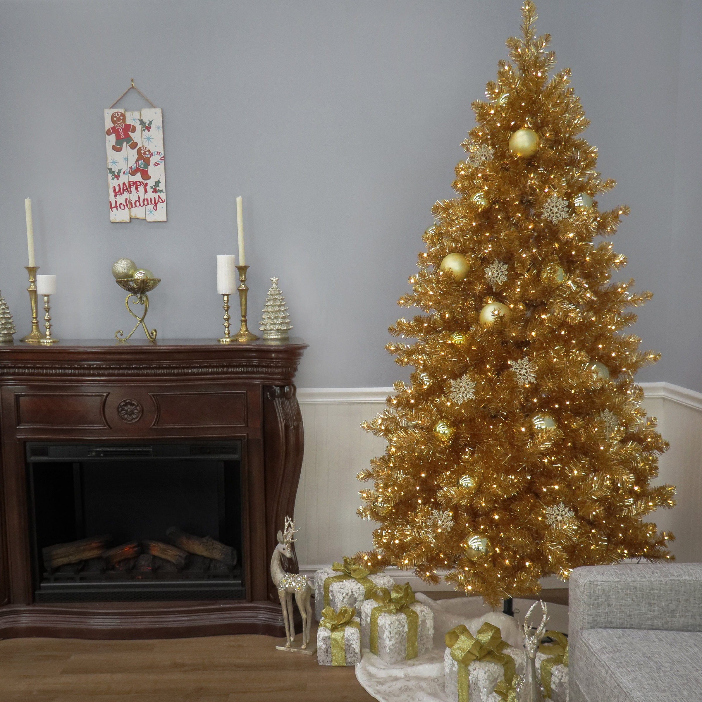 National Tree Company Pre-Lit Christmas Metallic Tree | Wayfair