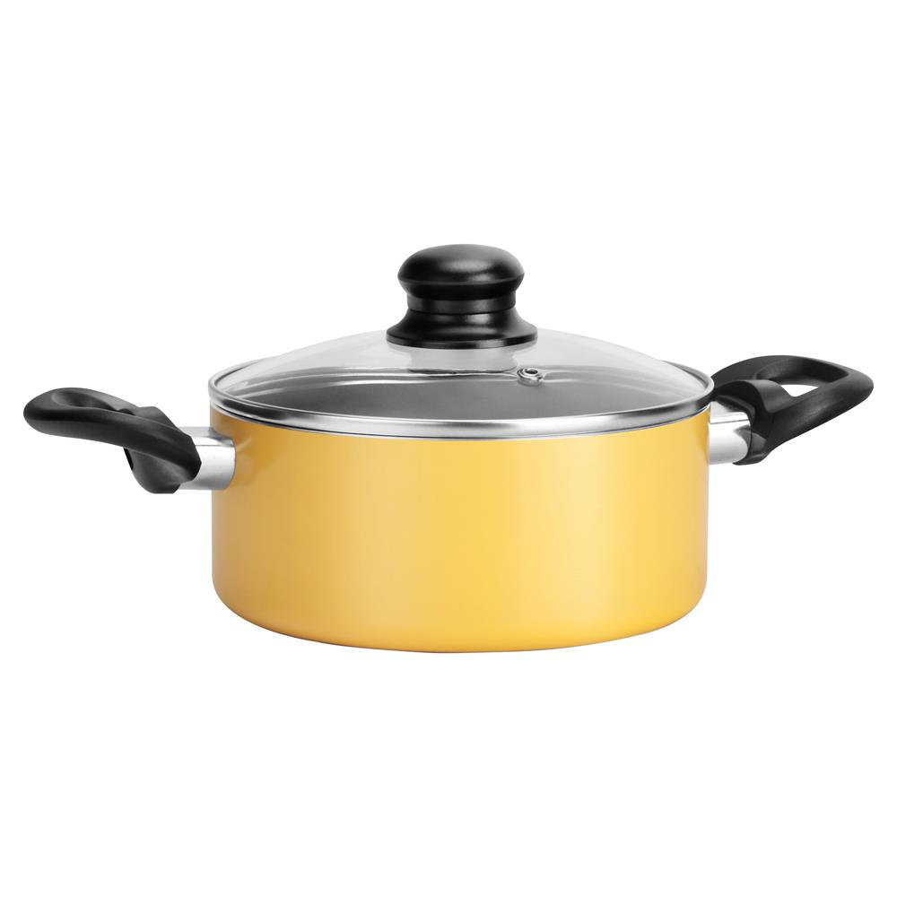 NutriChef Yellow Cooking Pot with Lid, (1.81 qt) Kitchen Cookware ...