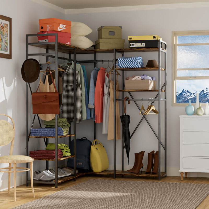 17 Stories 55.11" Metal Clothes Rack & Garment Rack | Wayfair