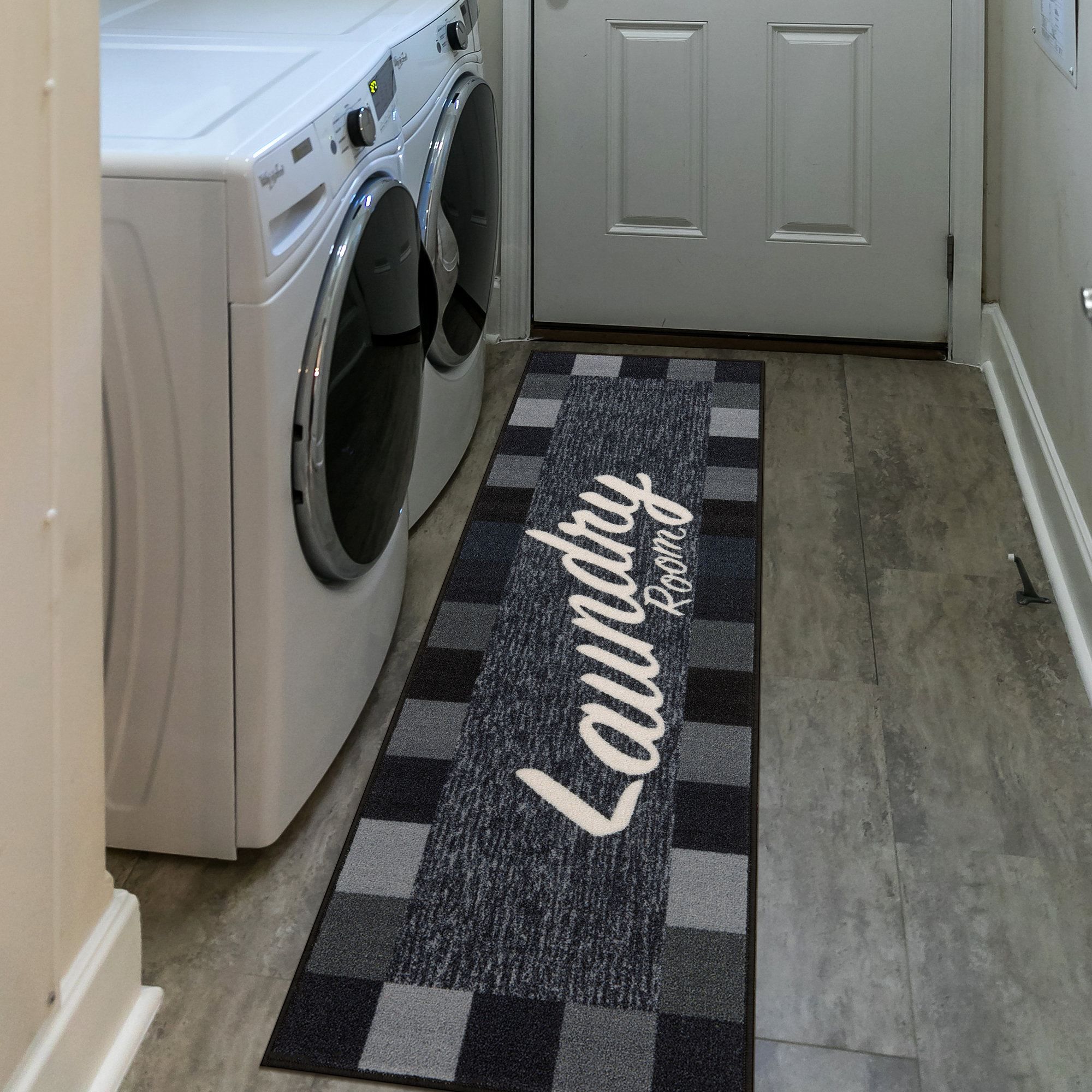 Ottomanson Machine Washable 20"x59" Laundry Room Runner Rug, Black ...