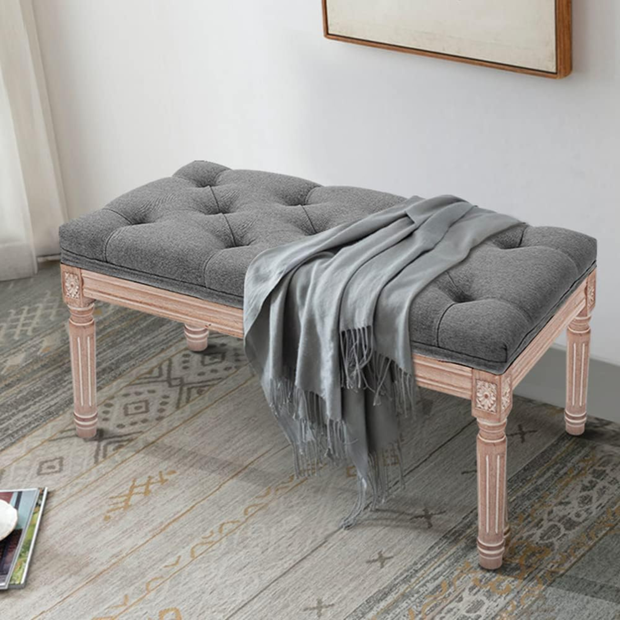 Ophelia & Co. 31.5 Inch Fabric Entryway Bench With Button Tufted Seat ...