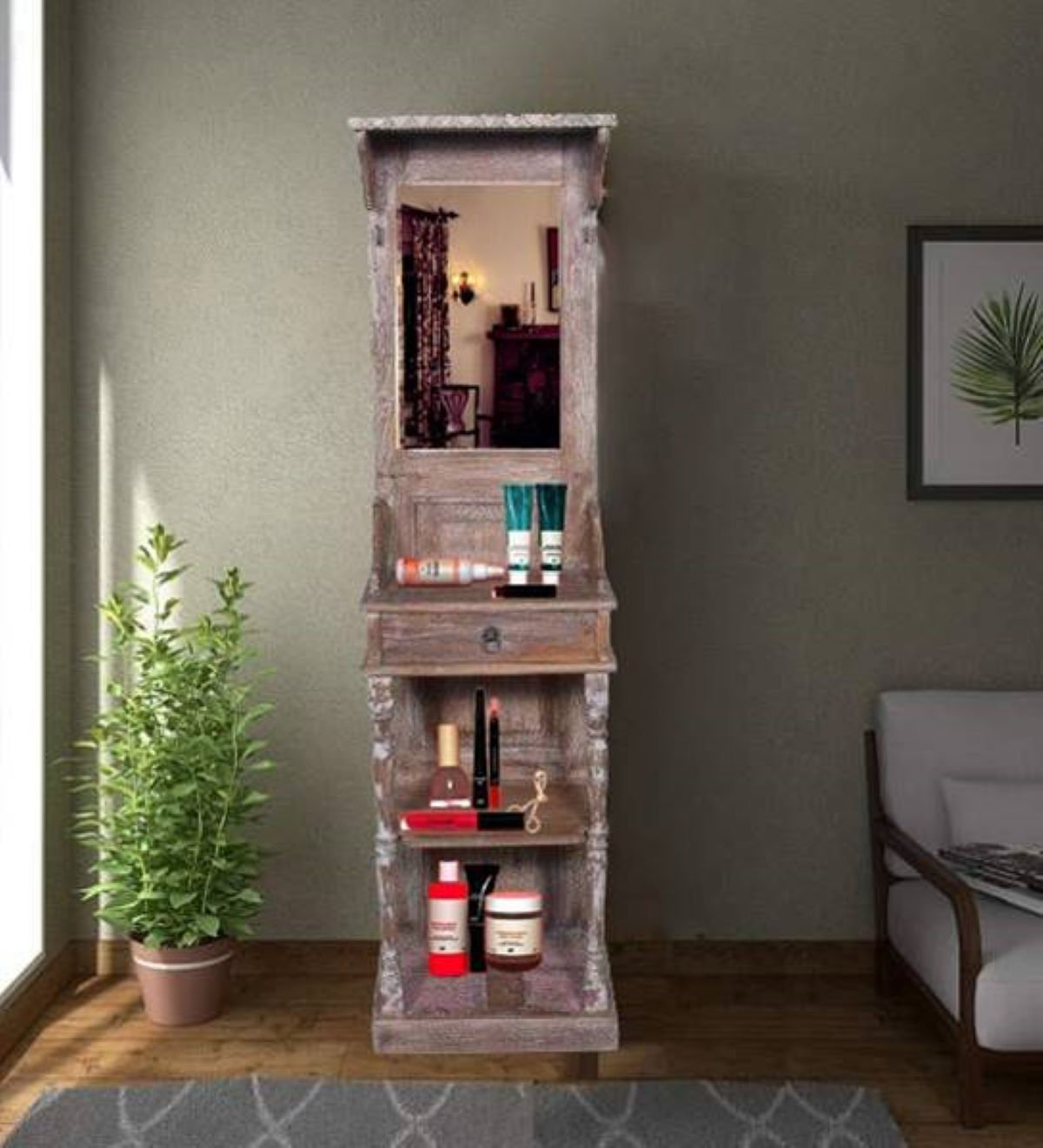 Designe Gallerie Lulu 1 Drawer Dresser with Mirror, Recycled Wood with ...