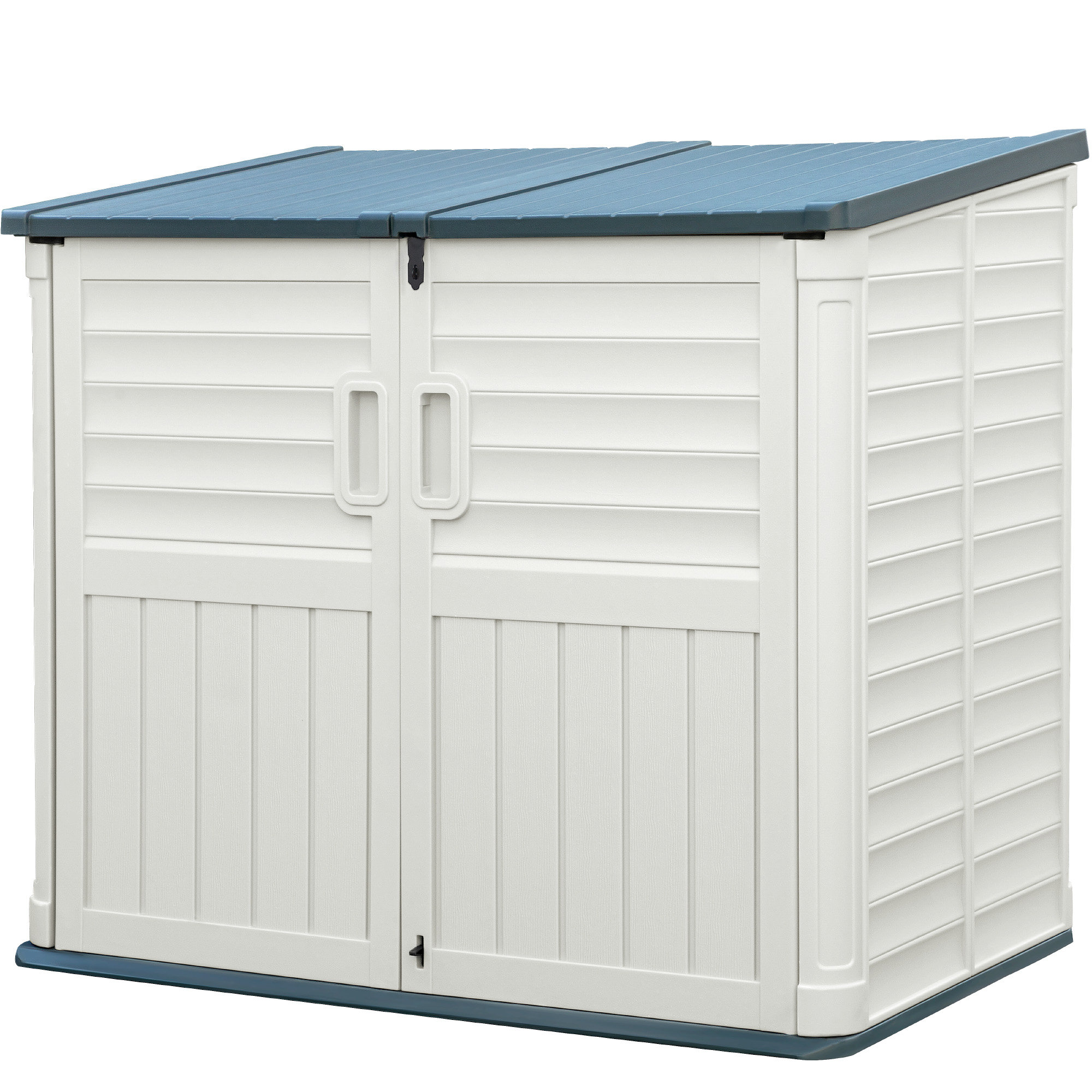 Devoko Outdoor Resin Slant Roof Storage Shed With Double Doors ...