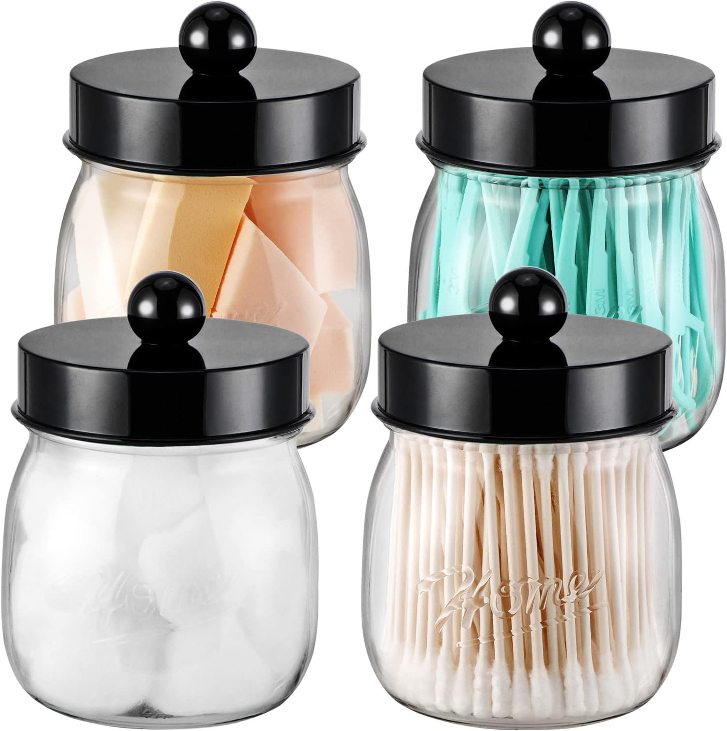 Lark Manor Farmhouse Decor Apothecary Jar Set,Mason Jar Bathroom Vanity ...