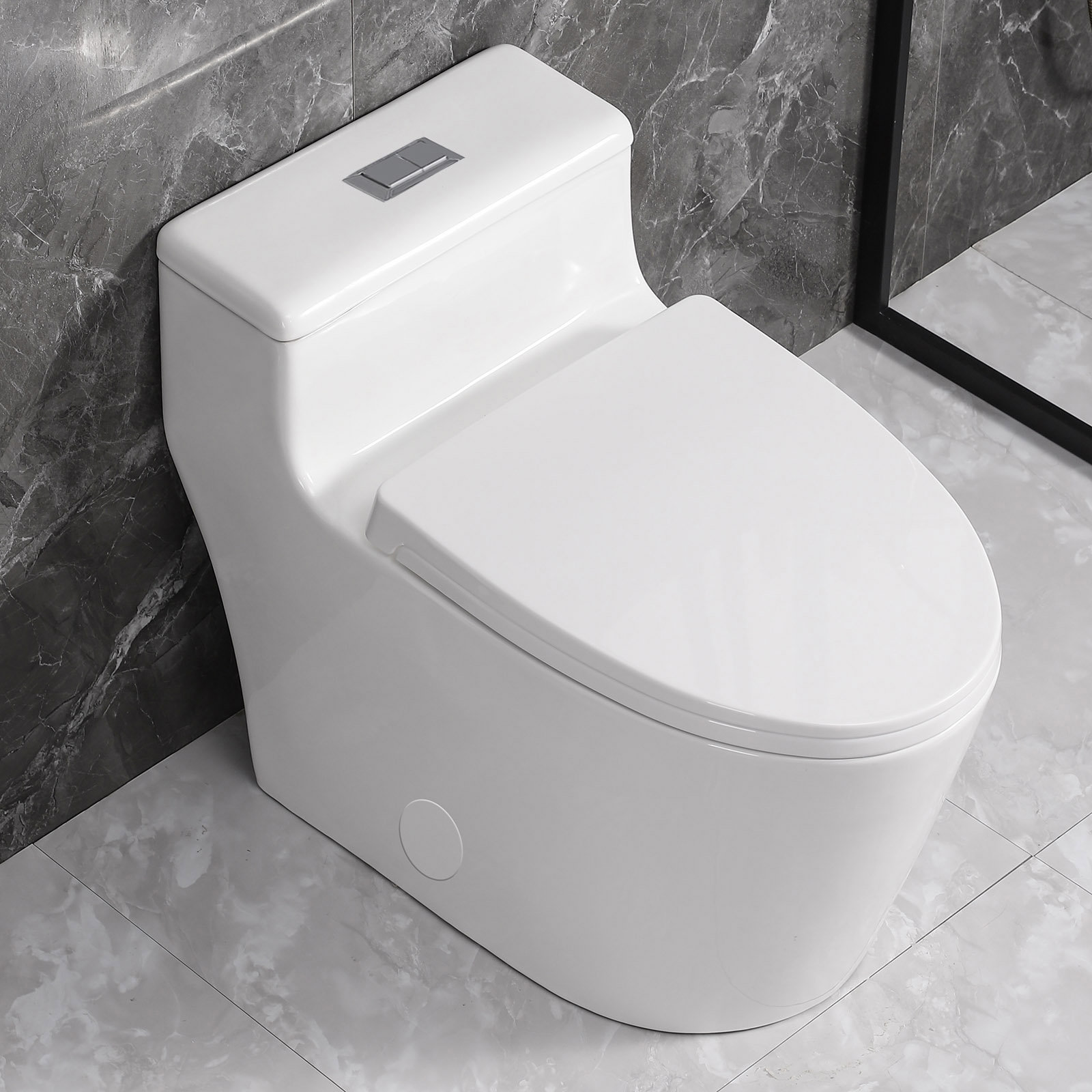 Yingze Low Profile Dual Flush Elongated One Piece Toilet with Standard ...