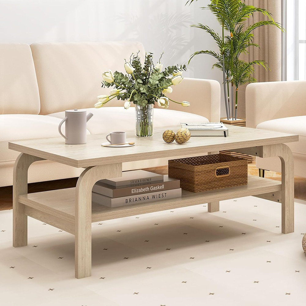 Latitude Run® 2-Tier Coffee Table With Storage, 47” Mid Century ...