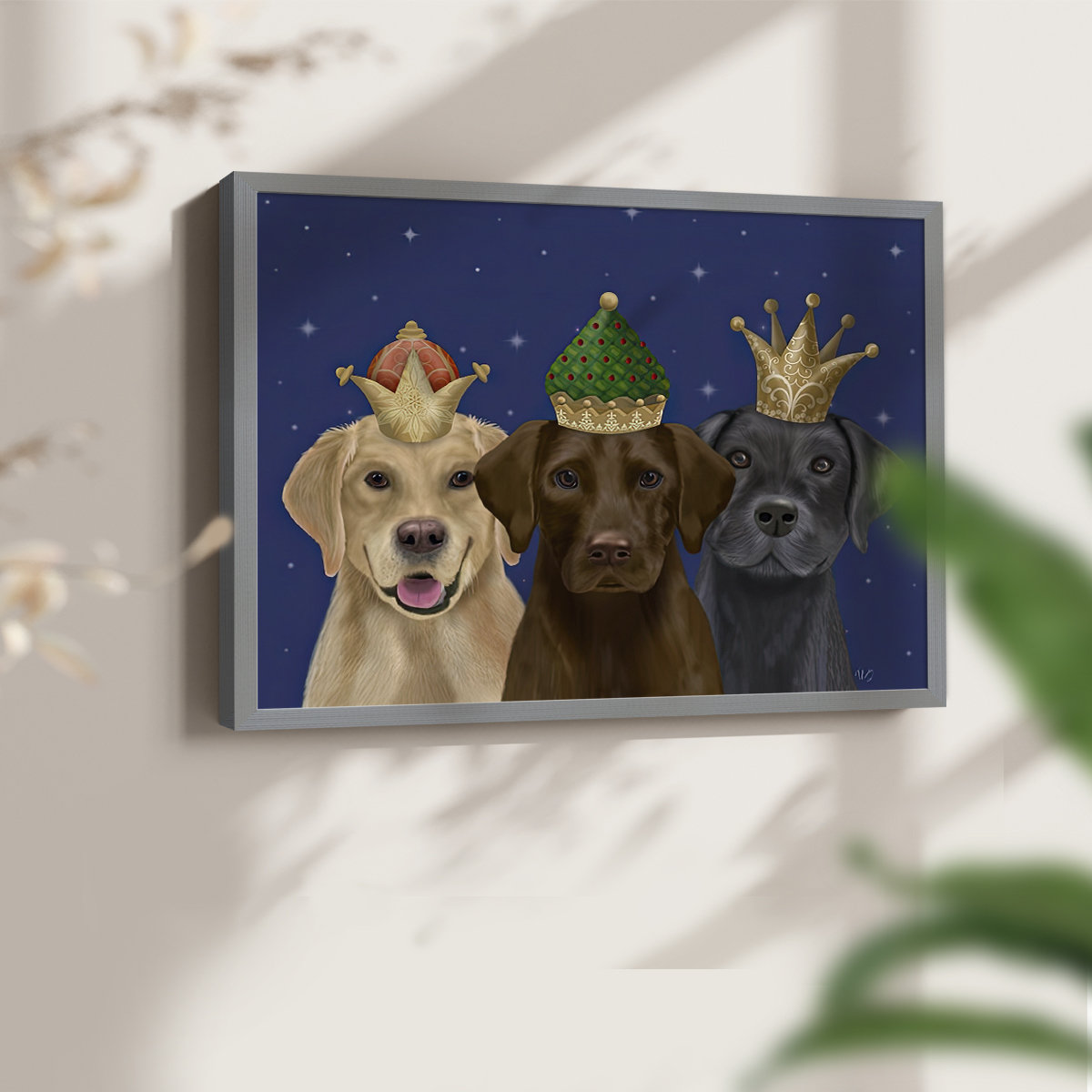 The Holiday Aisle® Christmas Labradors, Three Kings -Framed Print ...