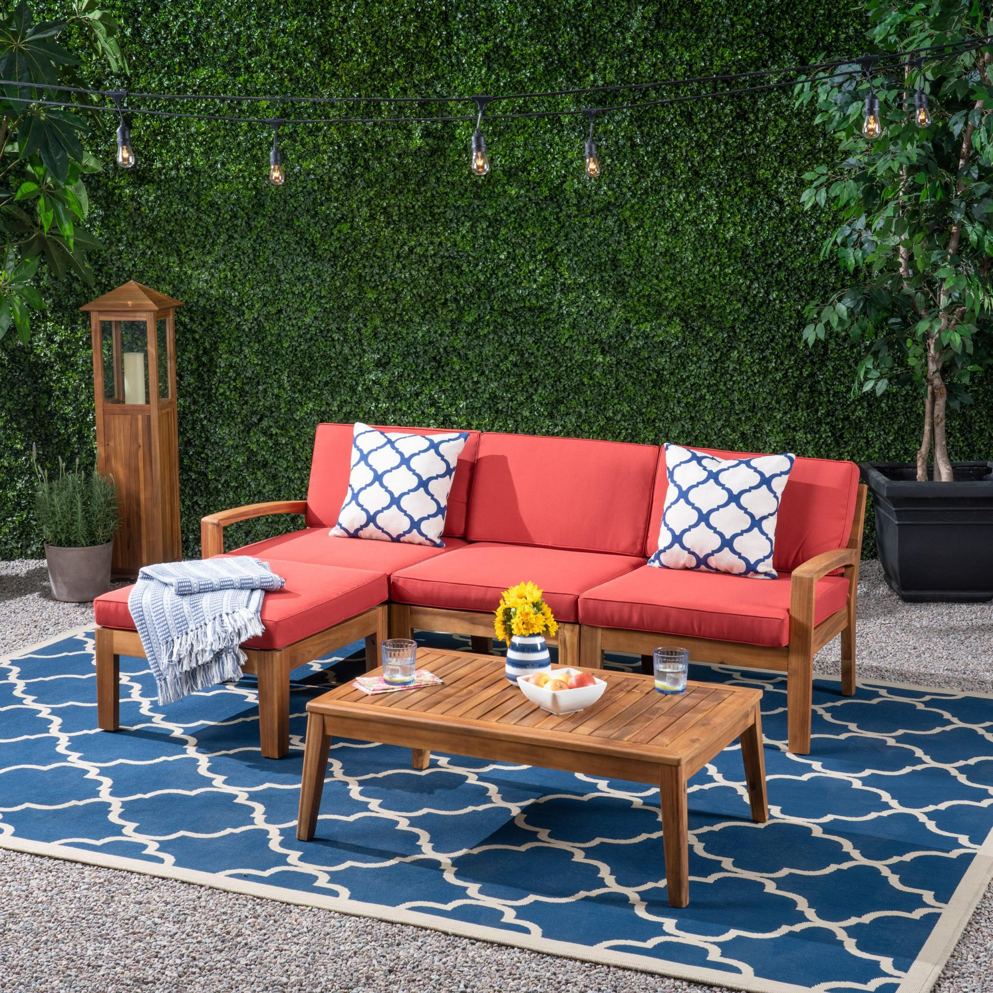 Latitude Run® Outdoor L-Shaped Seating Combo Sofa Set 5 Pcs | Wayfair