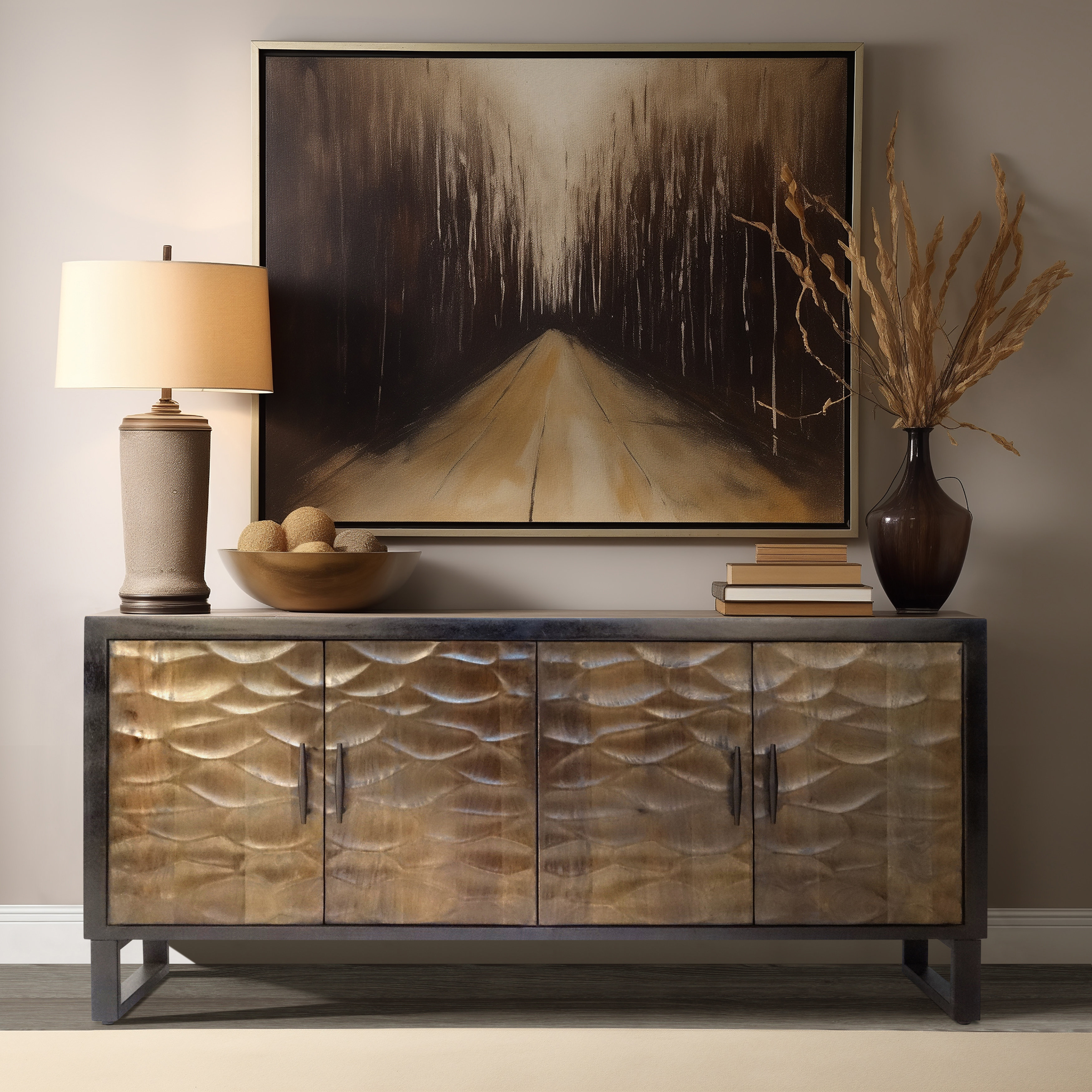 Dakota Fields Exquisite 65" Ramsey Wood Sideboard in Rich Brown ...