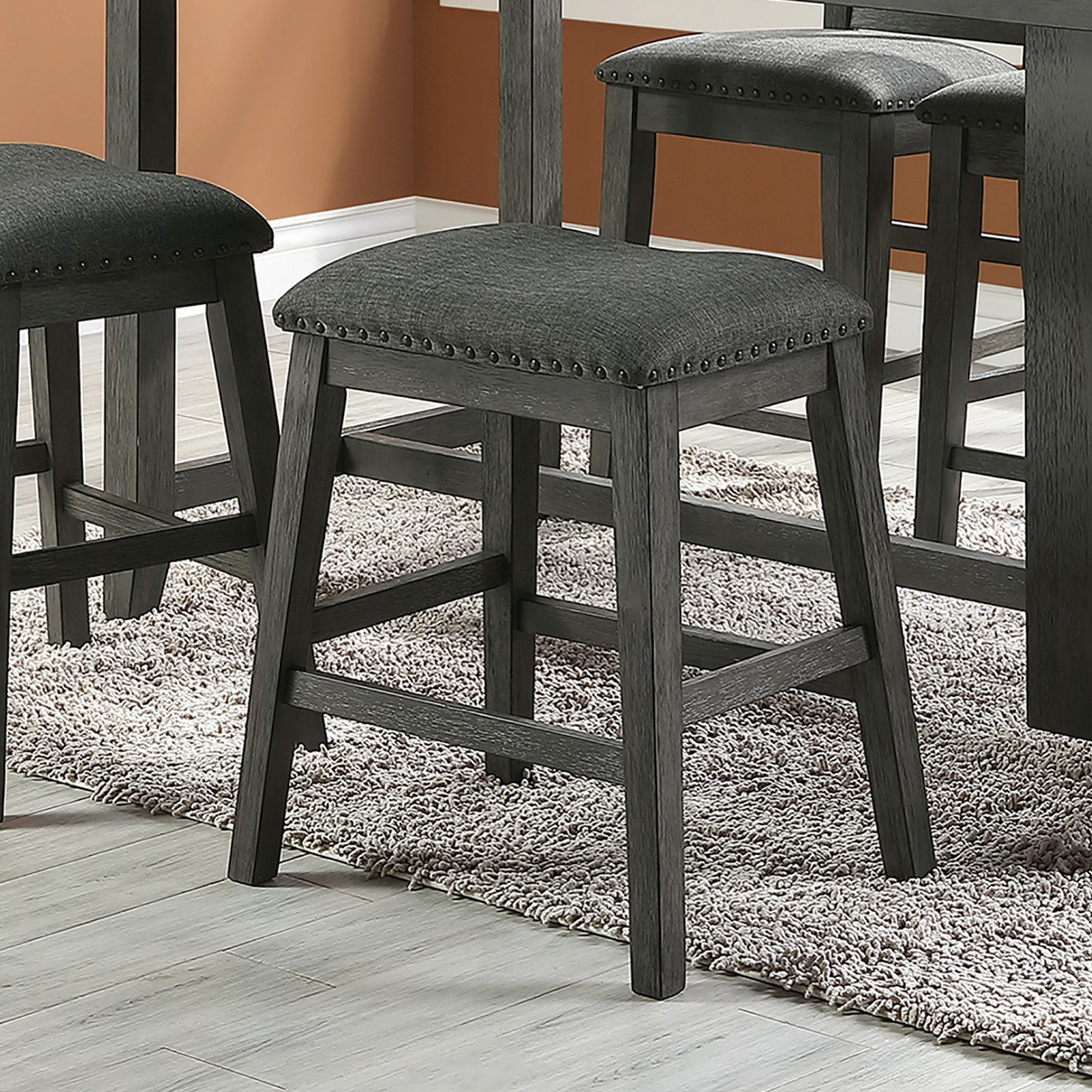 Latitude Run® 2 Dark Gray Linen Padded Counter Stools - 200lb Weight ...