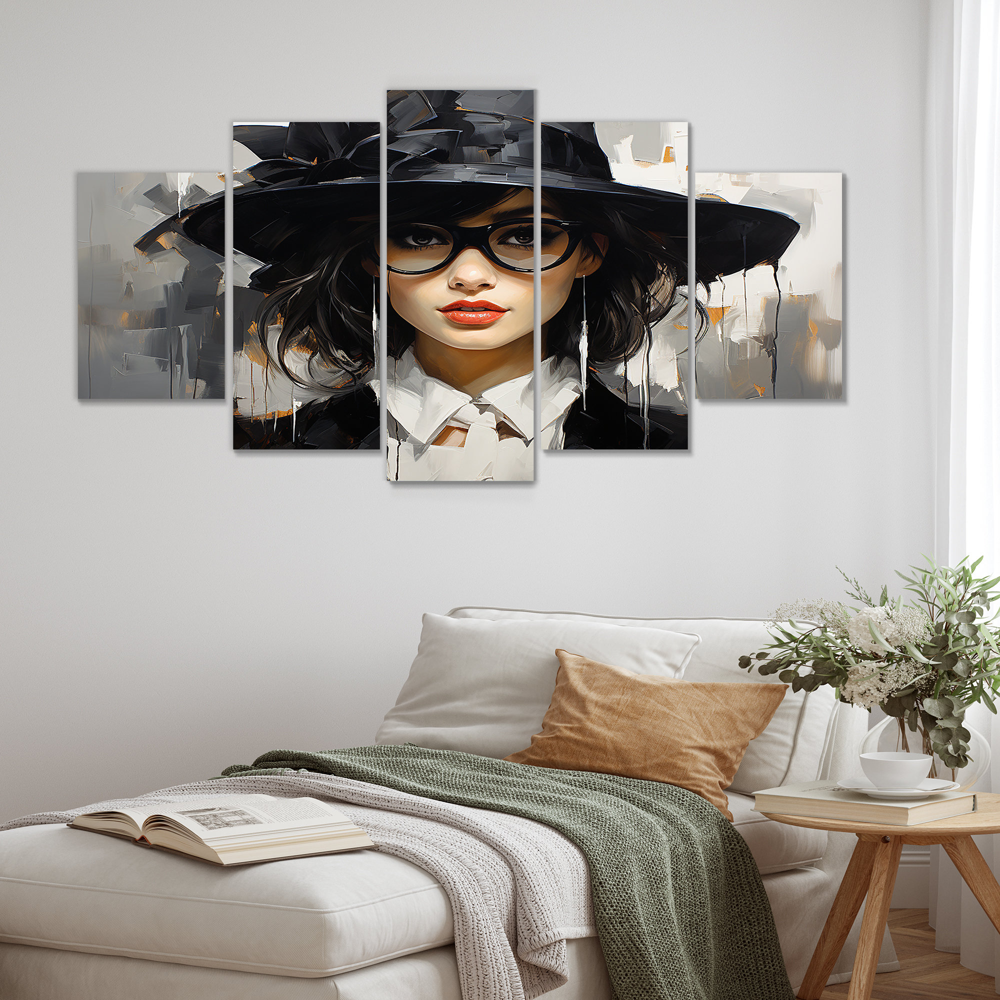 Lark Manor™ Elegance Portrait In Monochrome Fashion II - Multipanel Wall Art For Living Room ...