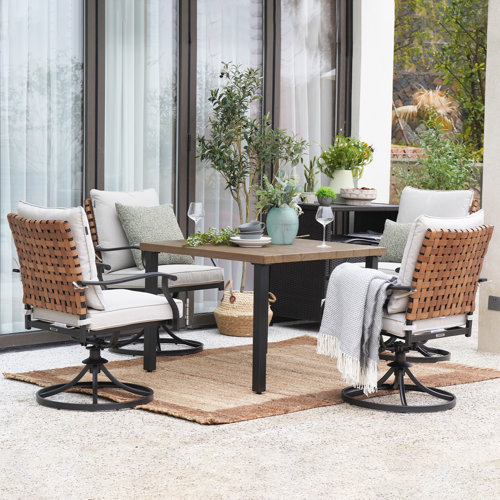 Wildon Home® Tansi 4 - Person Swivel & Rocking Chairs Outdoor Dining ...