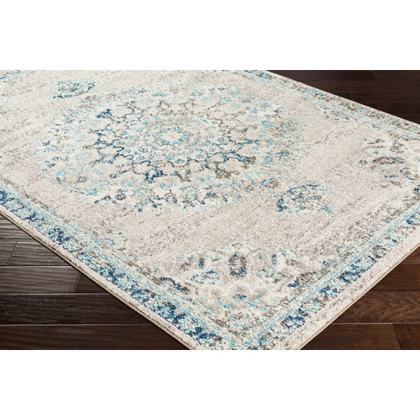 Bungalow Rose Amanah Performance Beige/Gray/Blue Rug & Reviews | Wayfair