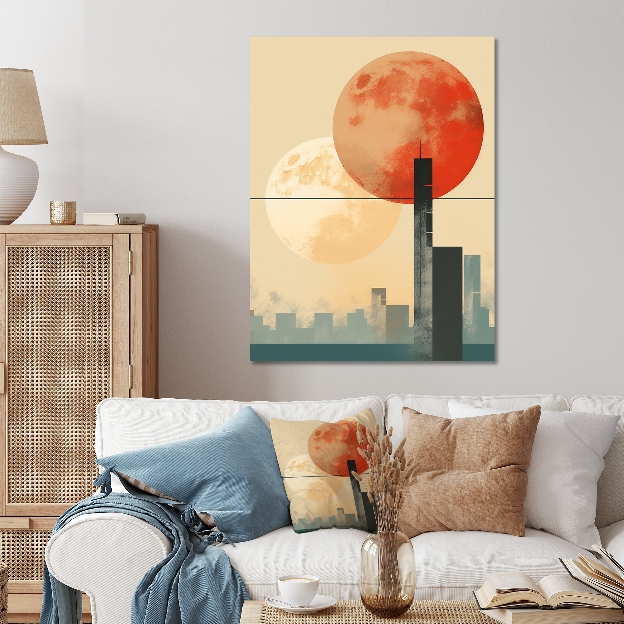 Ivy Bronx Orange And Beige City Sunrise - Cityscape Metal Wall Art ...