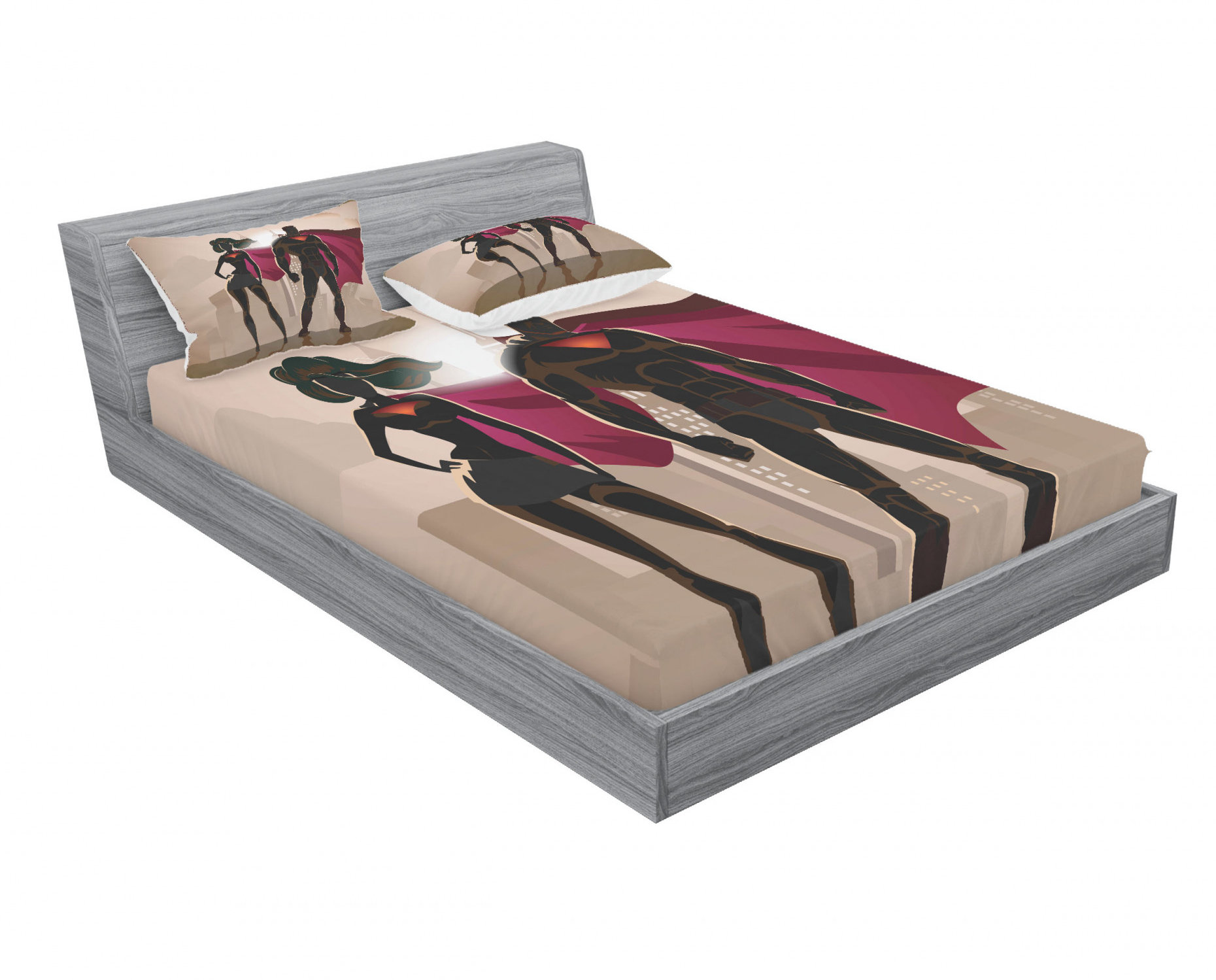 Ambesonne Super Woman and Man Heroes in City Solving Crime Hot Couple ...