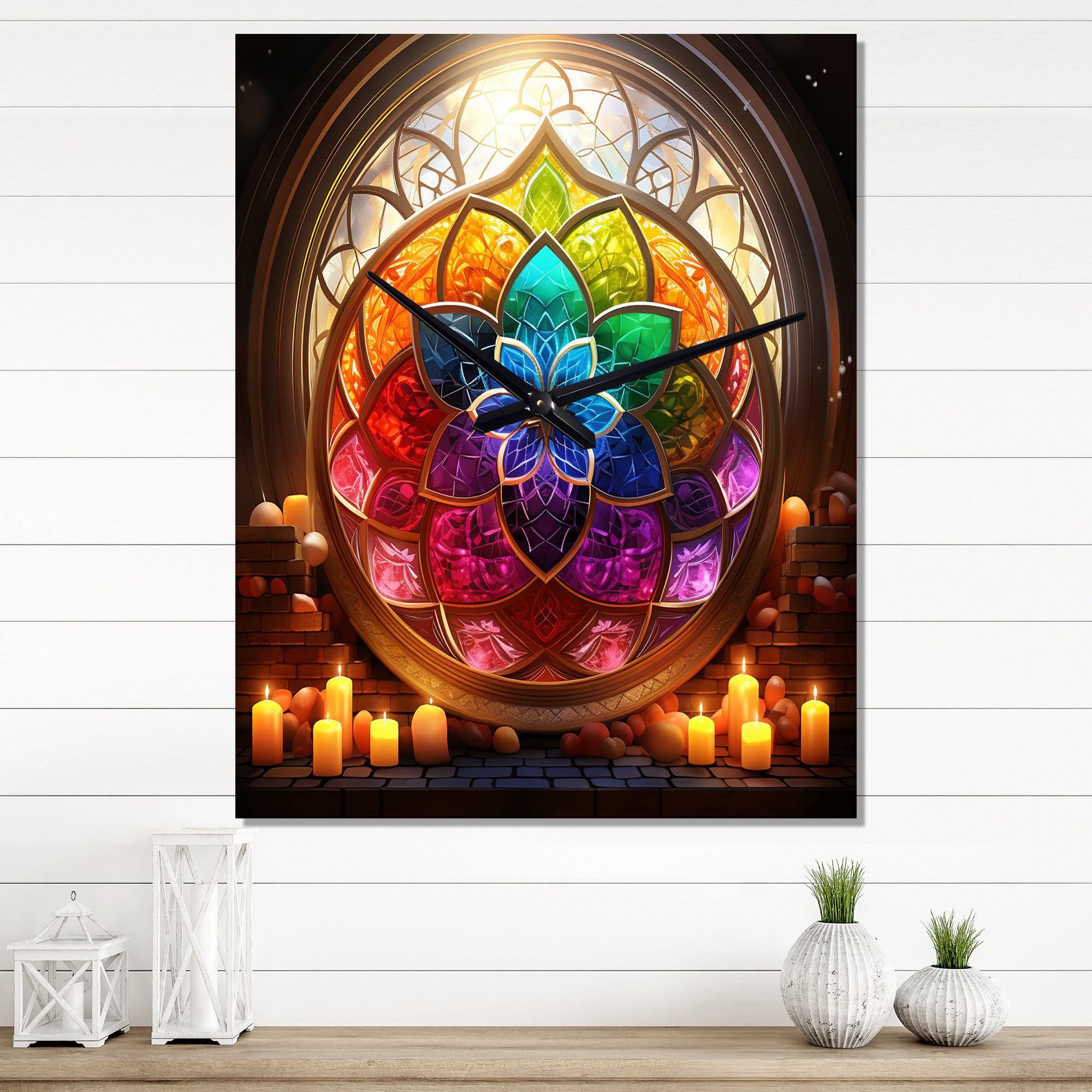 East Urban Home Sacred Geometry Stained Glass Shrine - Buddhism Wall ...