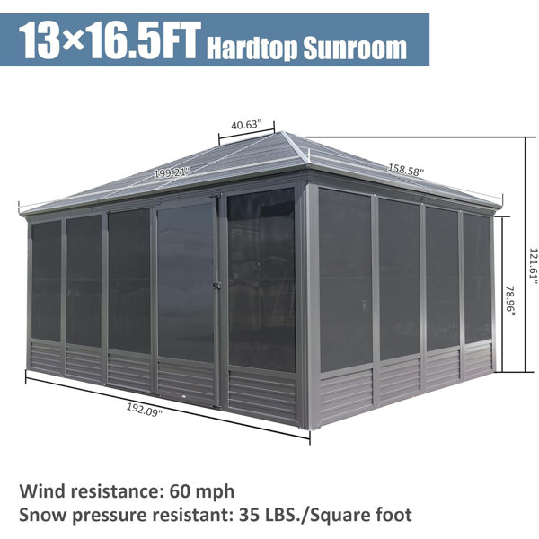 LUTINMUE Sunroom, Four Season Solarium Aluminum Hardtop Gazebo With ...