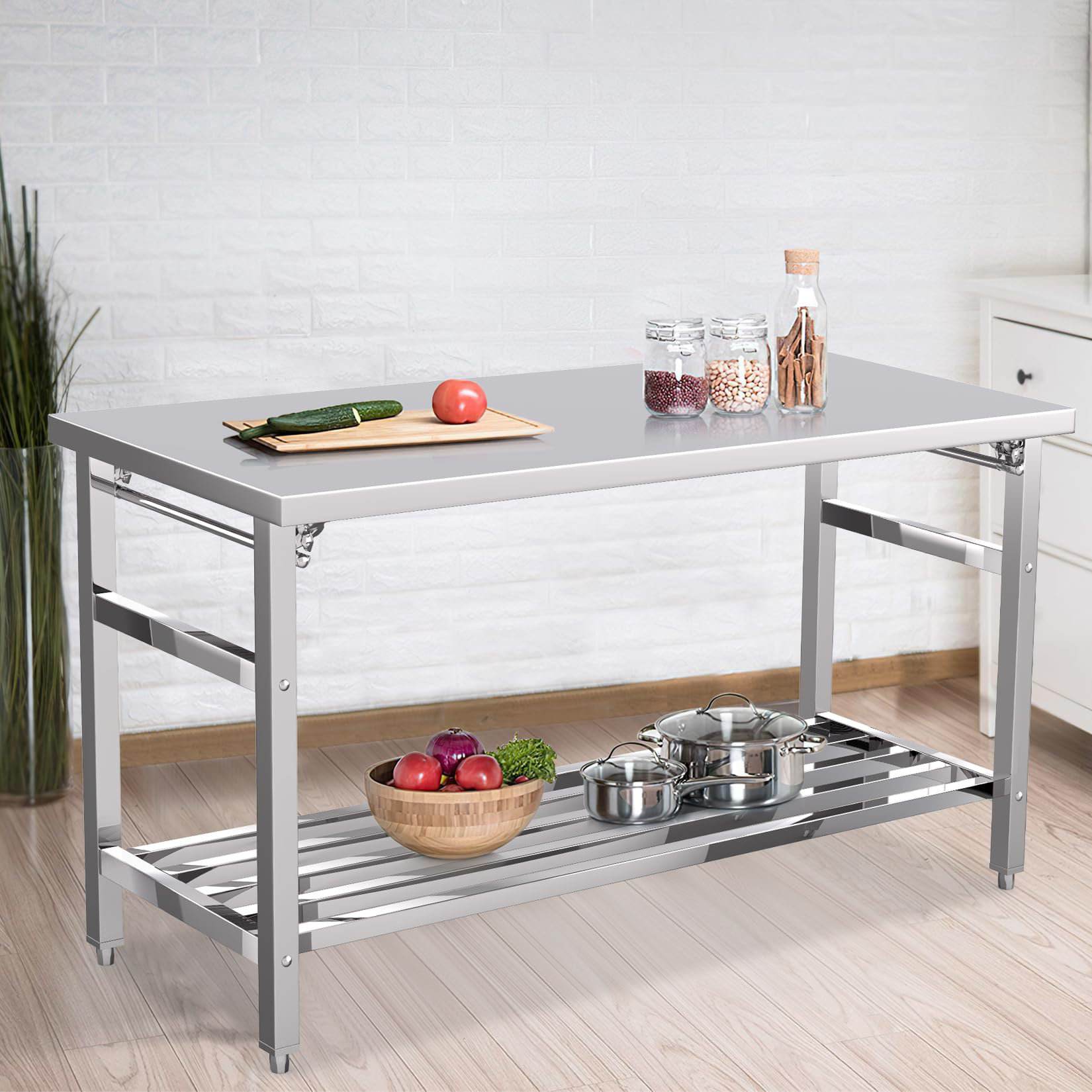 Rebrilliant 60 x 24 Inch Stainless Steel Prep Table, Commercial ...