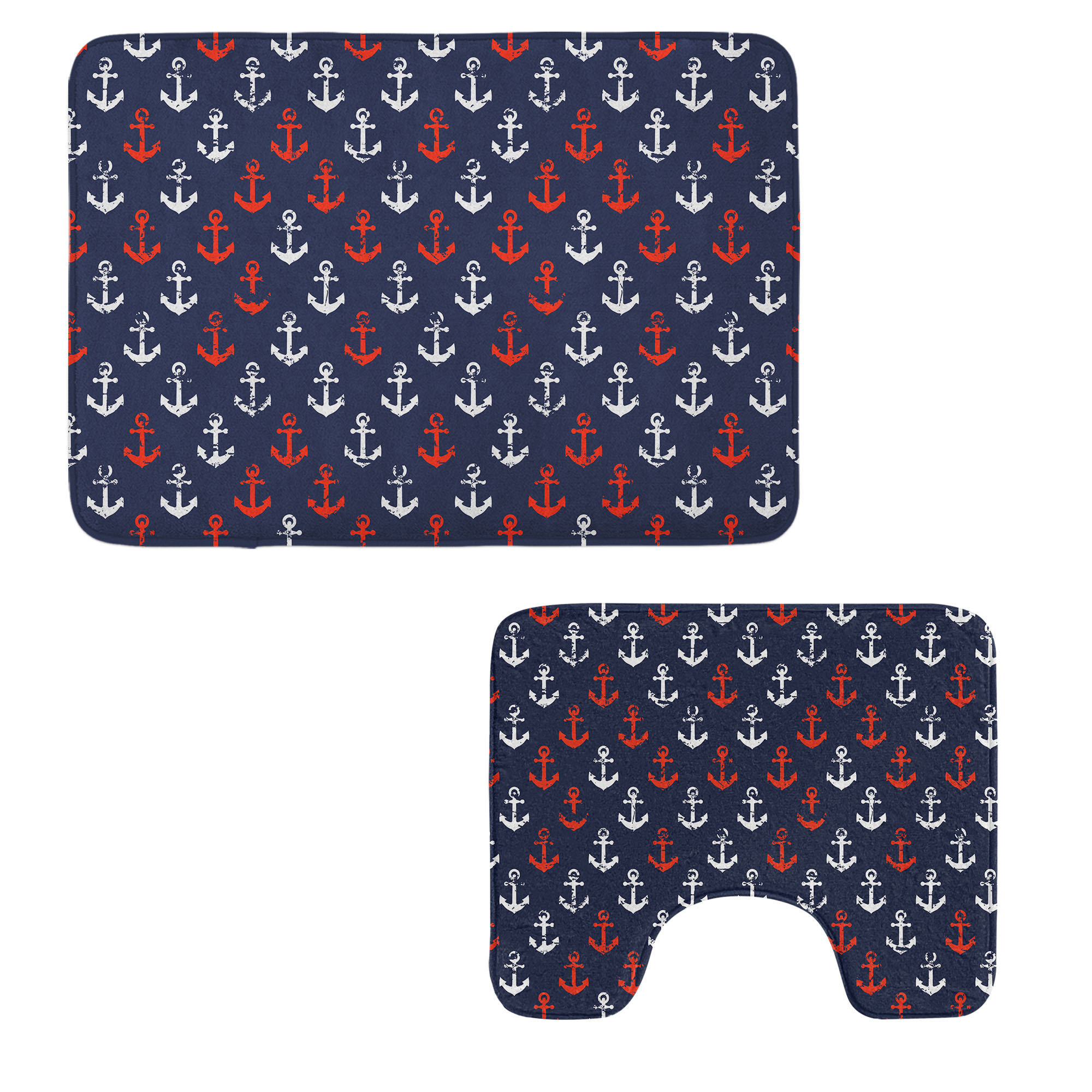 Dakota Fields Anchor Bathroom Rug Set 2 Pieces Rectangle & Contour Mats ...