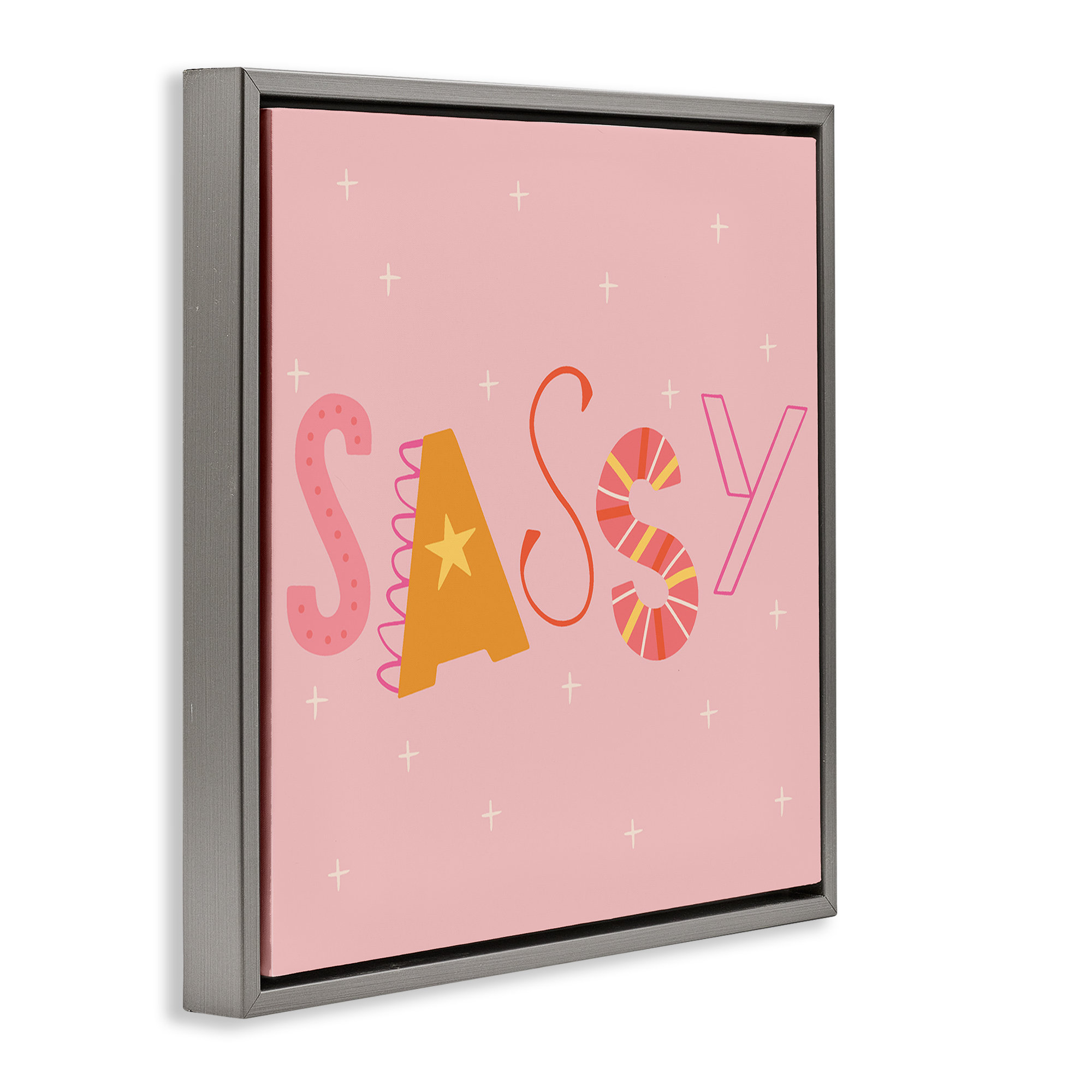 Latitude Run® Pink & Yellow Sassy Typography Floating Frame, design by ...