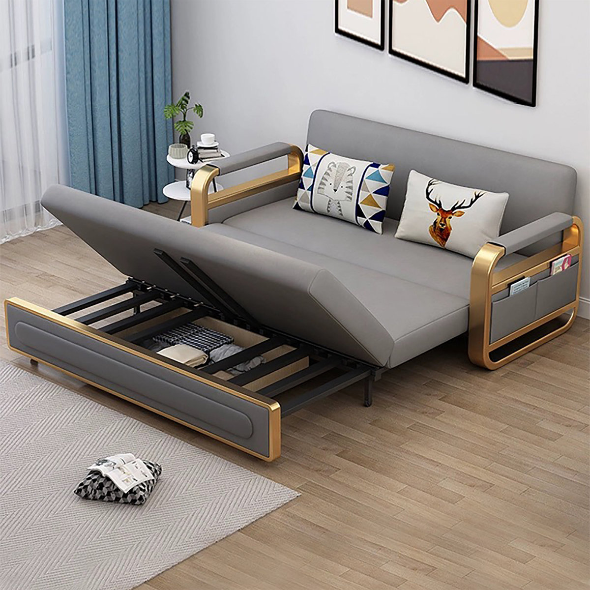 Latitude Run® Carthel Upholstered Foldable Sofa Bed Convertible Cushion ...