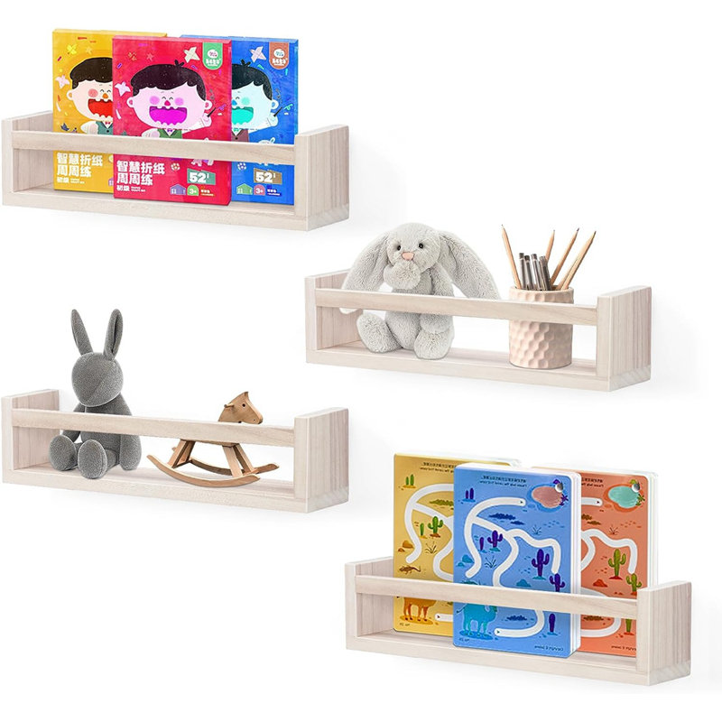 Ebern Designs Poelm 4 Piece Pine Solid Wood Floating Shelf | Wayfair