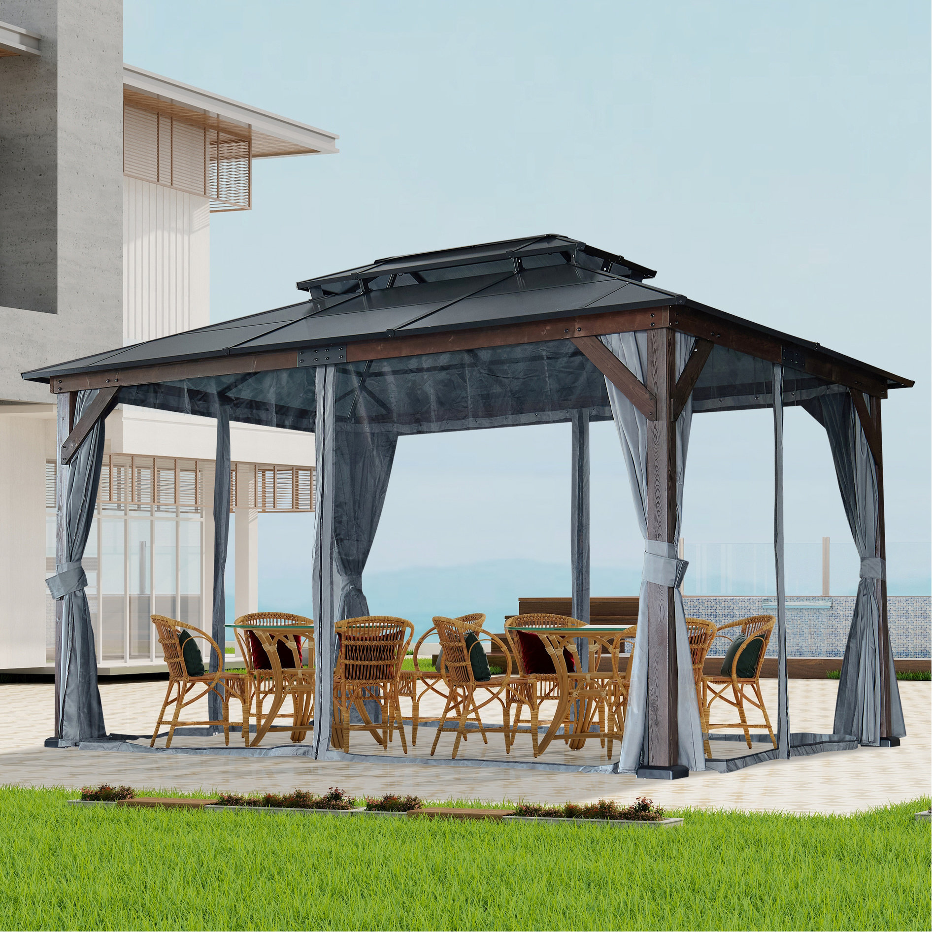 Hokku Designs Gazebo For Patio Use: Double Roof Ventilation, Reinforced ...