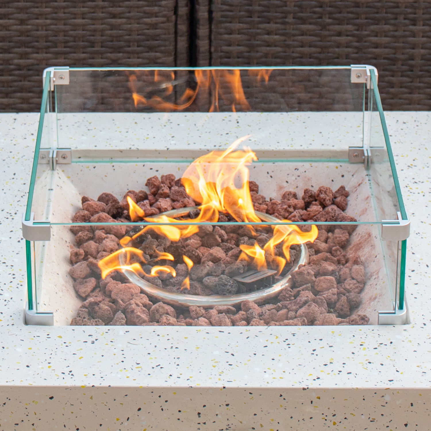 COSIEST Glass Square Fire Pit Flame Guard | Wayfair