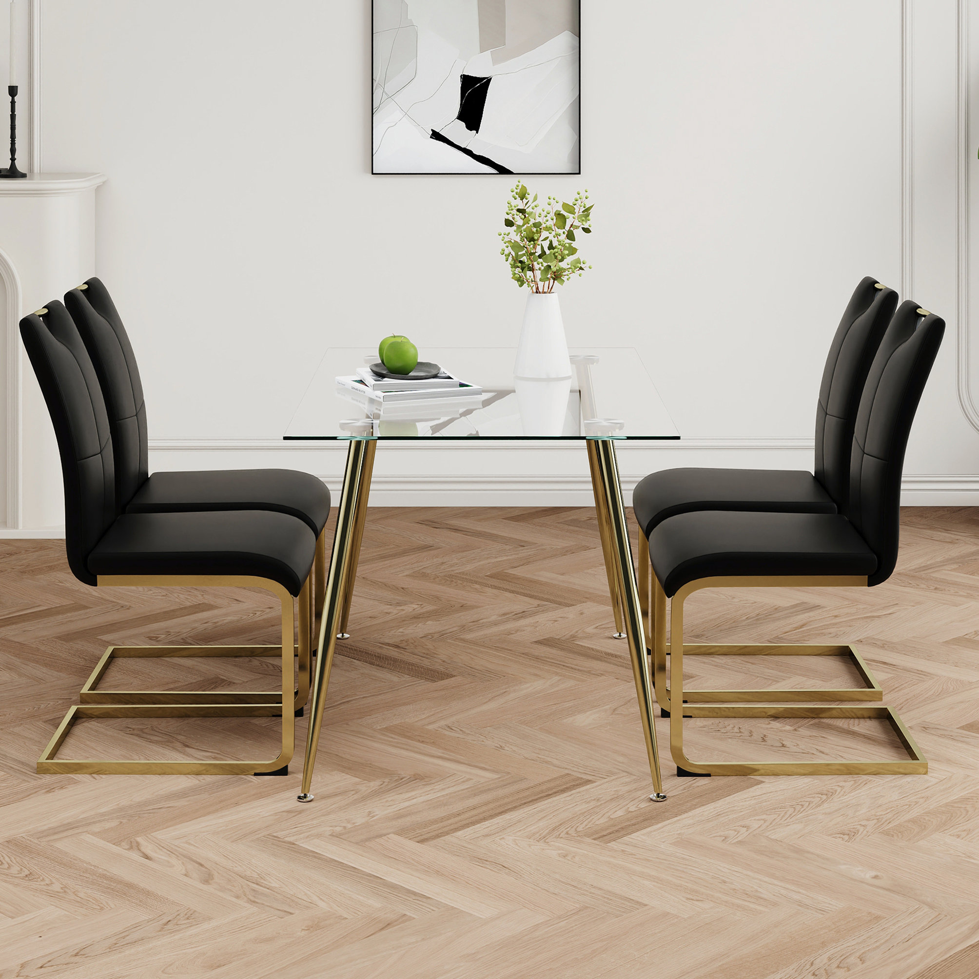 Everly Quinn Modern Simple Rectangular Glass Dining Table, Wear ...