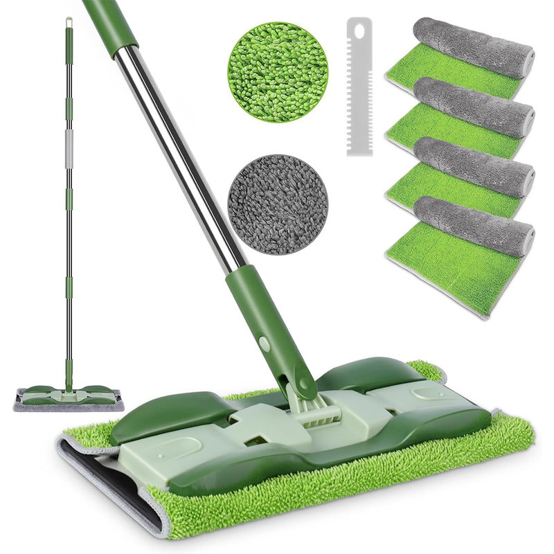 Minoky Microfiber Mop-Flat Floor Mops Wet Dry Dust Mop with 4 Washable ...