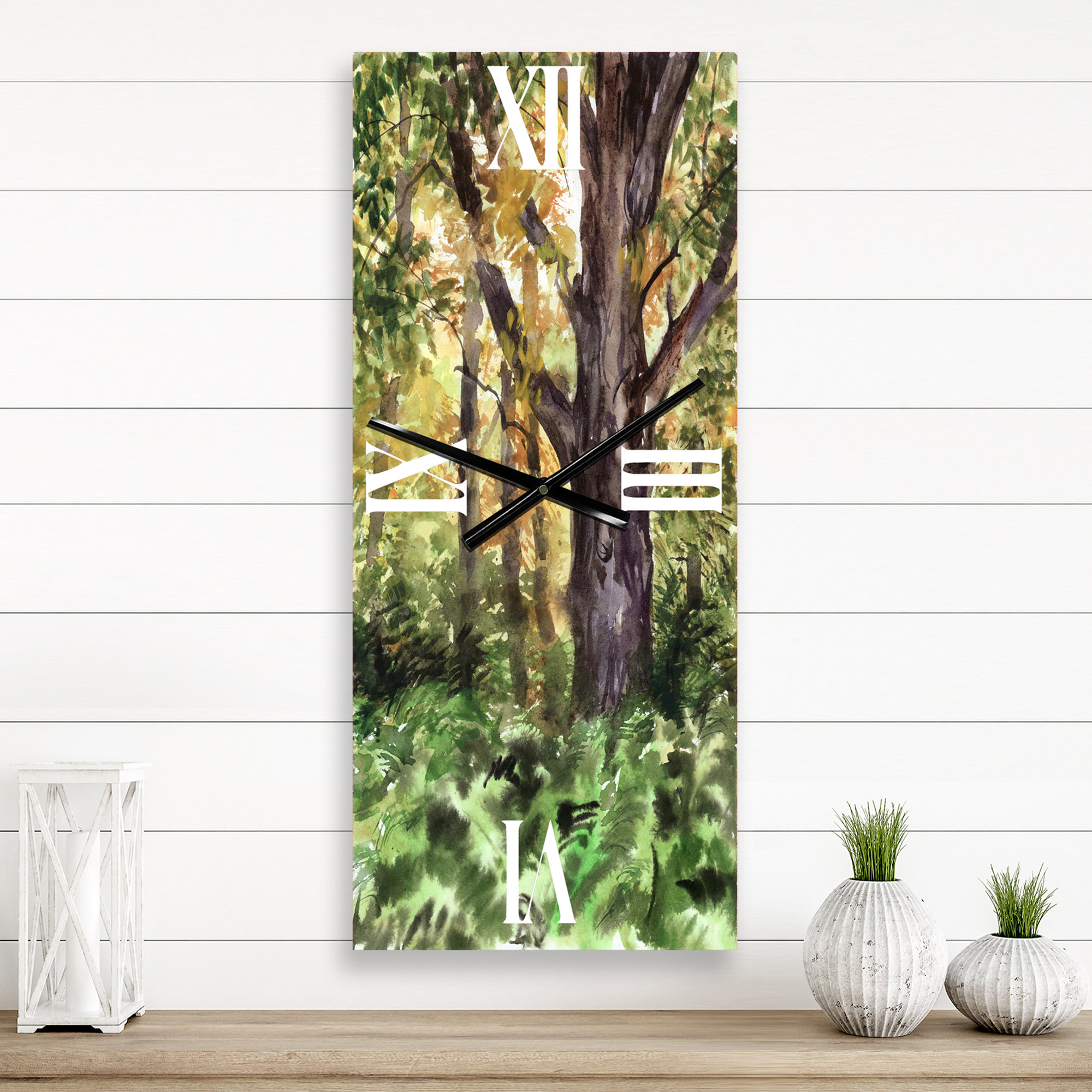 East Urban Home Large Tree in Autumn Forest - Lake House Wall Clock ...