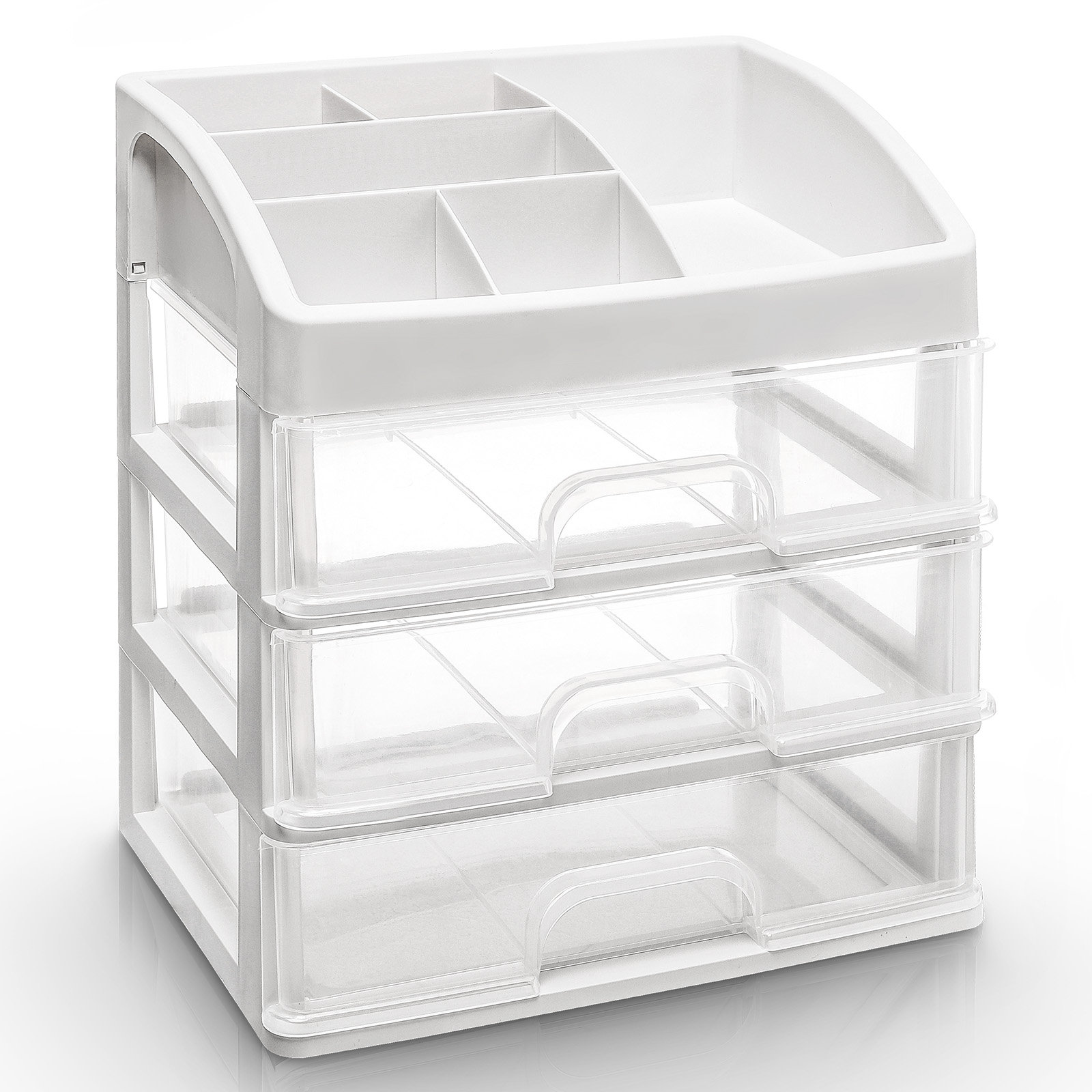 Rebrilliant Boîte de coiffeuse transparente avec 3 tiroirs pour ...