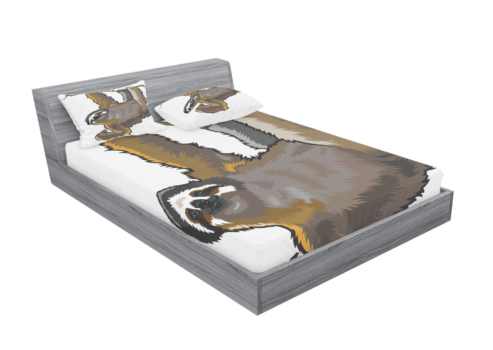 Ambesonne Sloth Bear Tropic Wild Lazy Sleepy Creature Australian Sheet ...