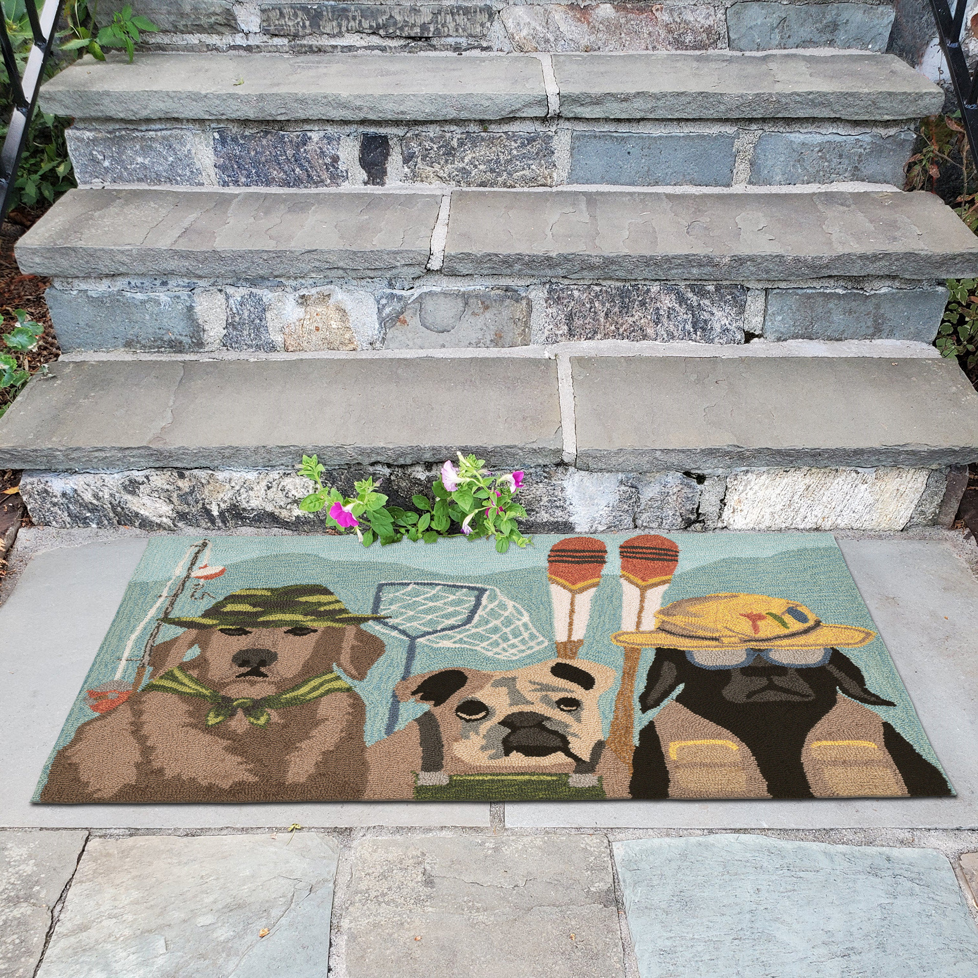 DBK Transitional Rugs Frontporch Fishing Patrol Indoor/Outdoor Rug Dk ...