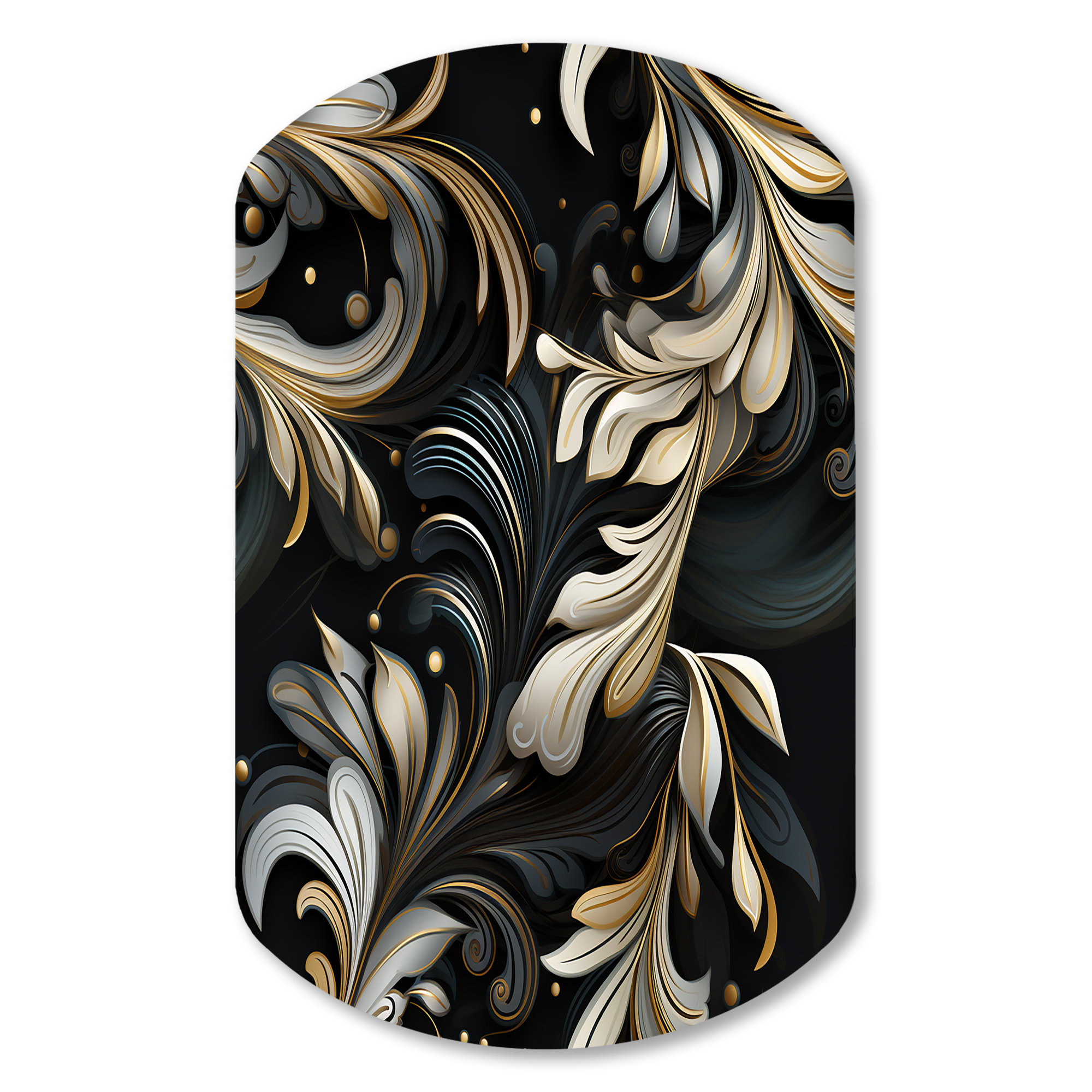 Design Art Deep Black Silver Elegance I - Abstract Irregular Metal Wall ...
