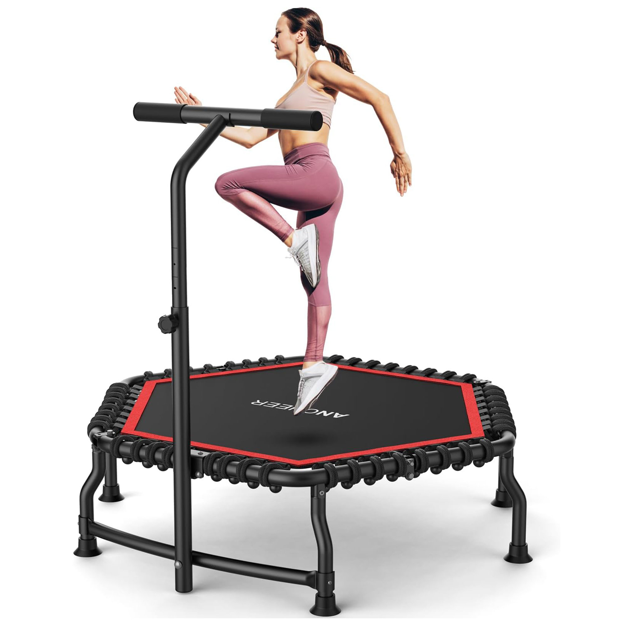 Ancheer 50" Rebounder Trampoline For Adults With Bar, 550 LBS Mini ...
