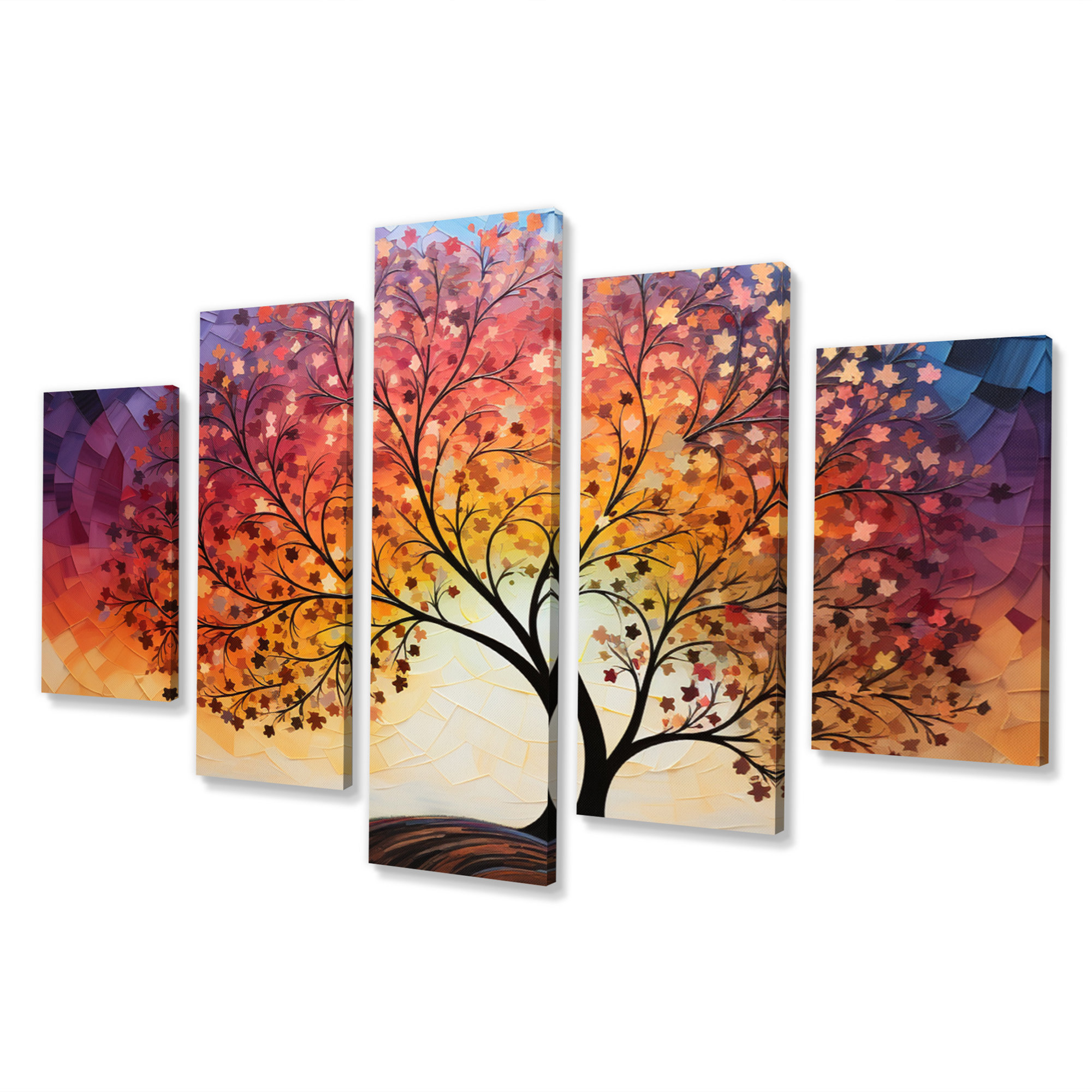 Latitude Run® Abstract Tree Arc Of Colors II - Landscape Trees Canvas ...