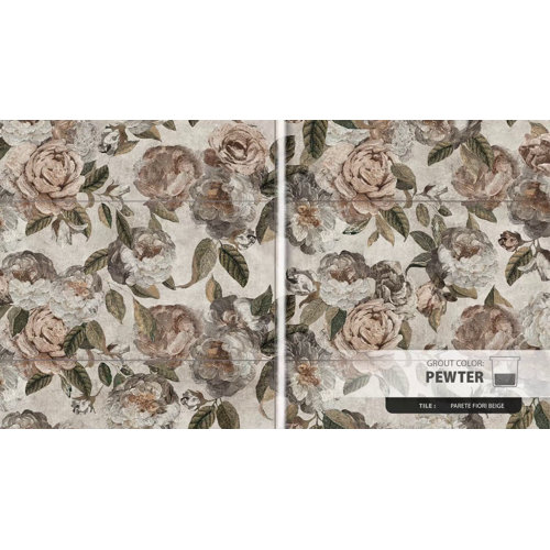 Merola Tile Parete Fiori 24" x 47" Porcelain Natural / Floral Wall ...