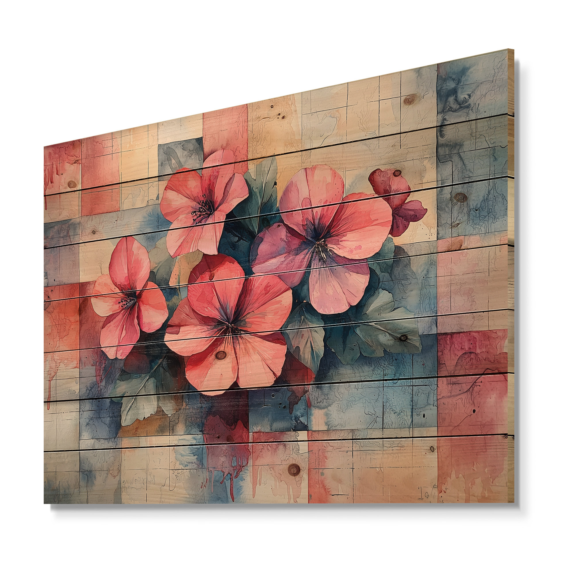 Winston Porter Chaotic Geranium Symphony Modern Art - Geraniums Wood ...