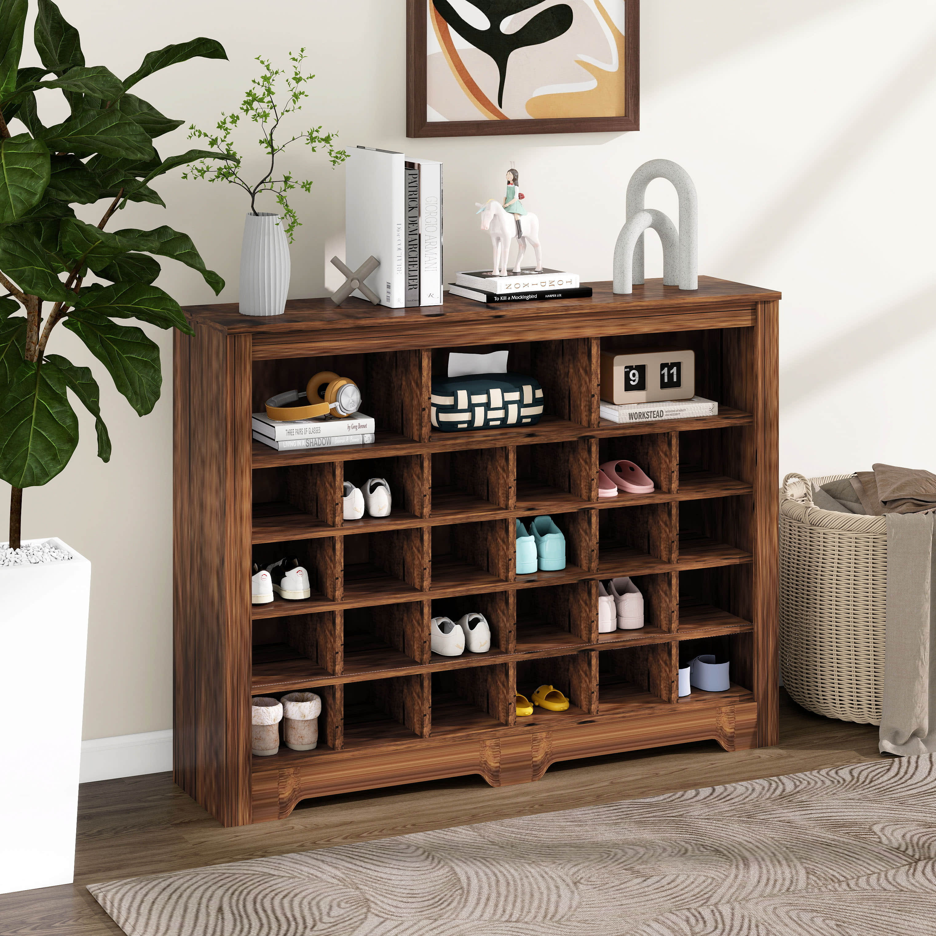 Hokku Designs 24 Shoe Cabinet Storage With Curved Base, Versatile ...