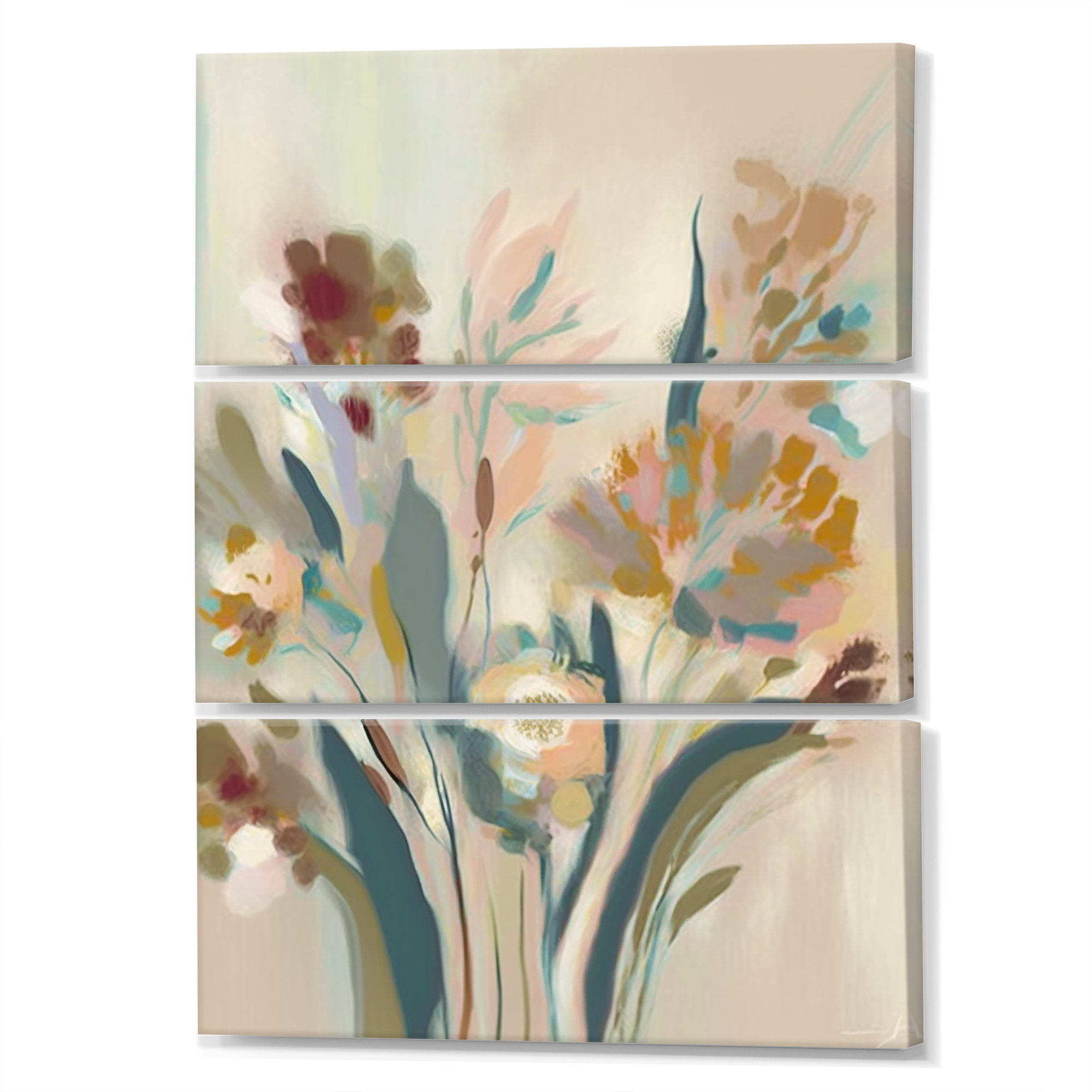 Design Art Wild Flowers In Faded Vintage Colours VII - Floral Canvas ...