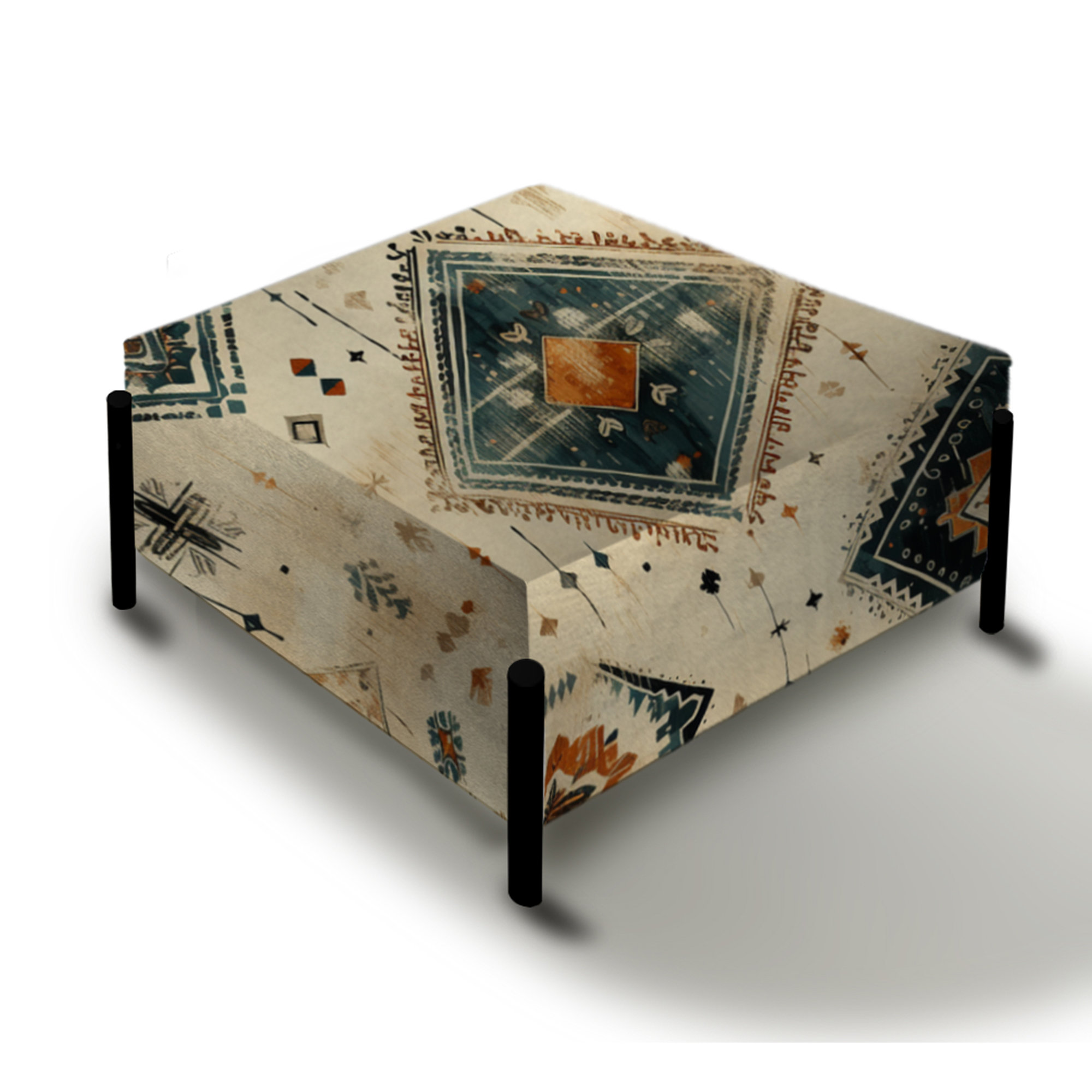 Design Art Beige Vintage Nomad Ii Boho Pattern - Geometric Large Square ...
