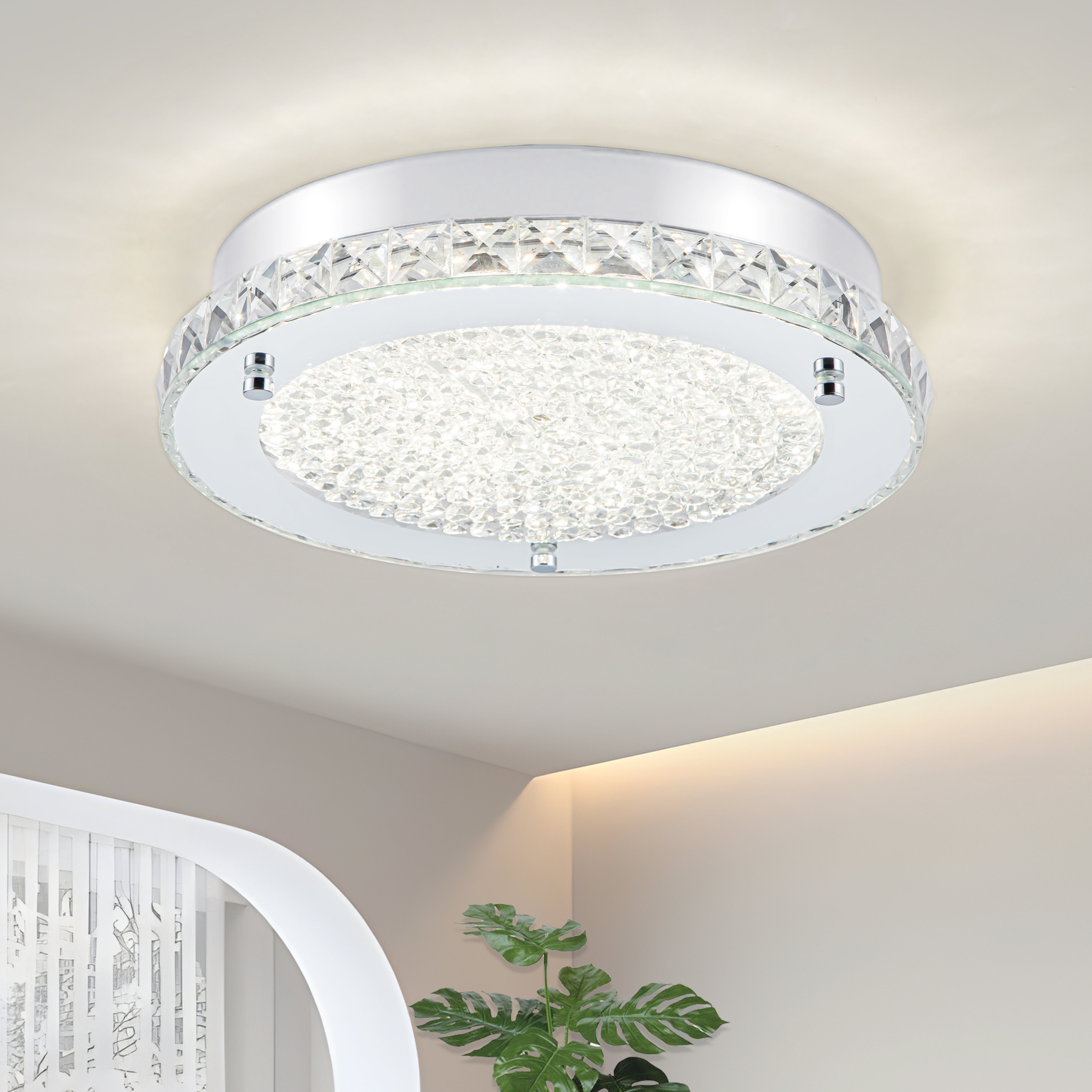 Mercer41 Laurann Crystal LED Flush Mount Ceiling Light Hallway Lighting ...